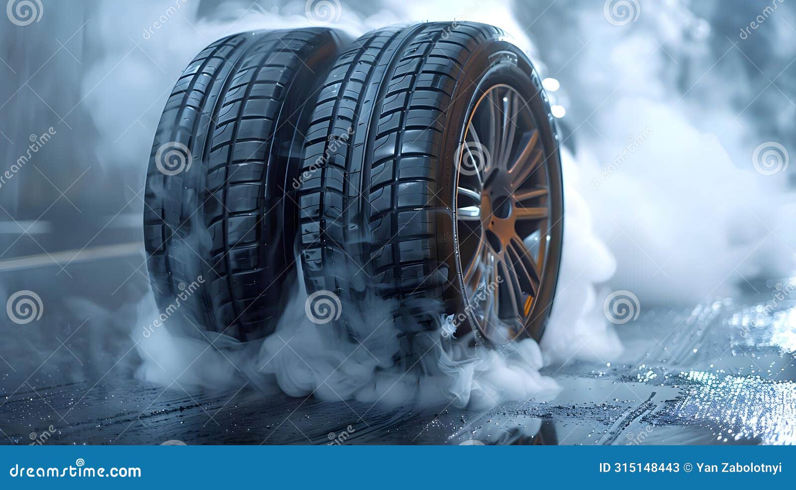High-Performance Tires in a Smoke Display. Concept Automotive Industry ...