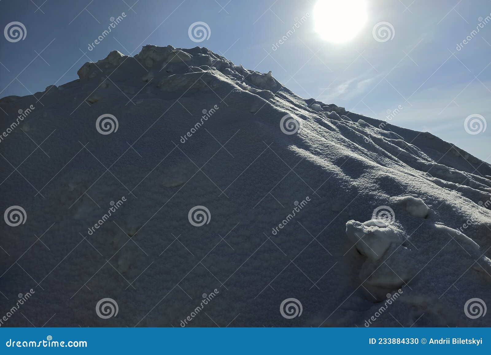 High Pile of White Snow on Winter Sunny Day Stock Photo - Image of ...