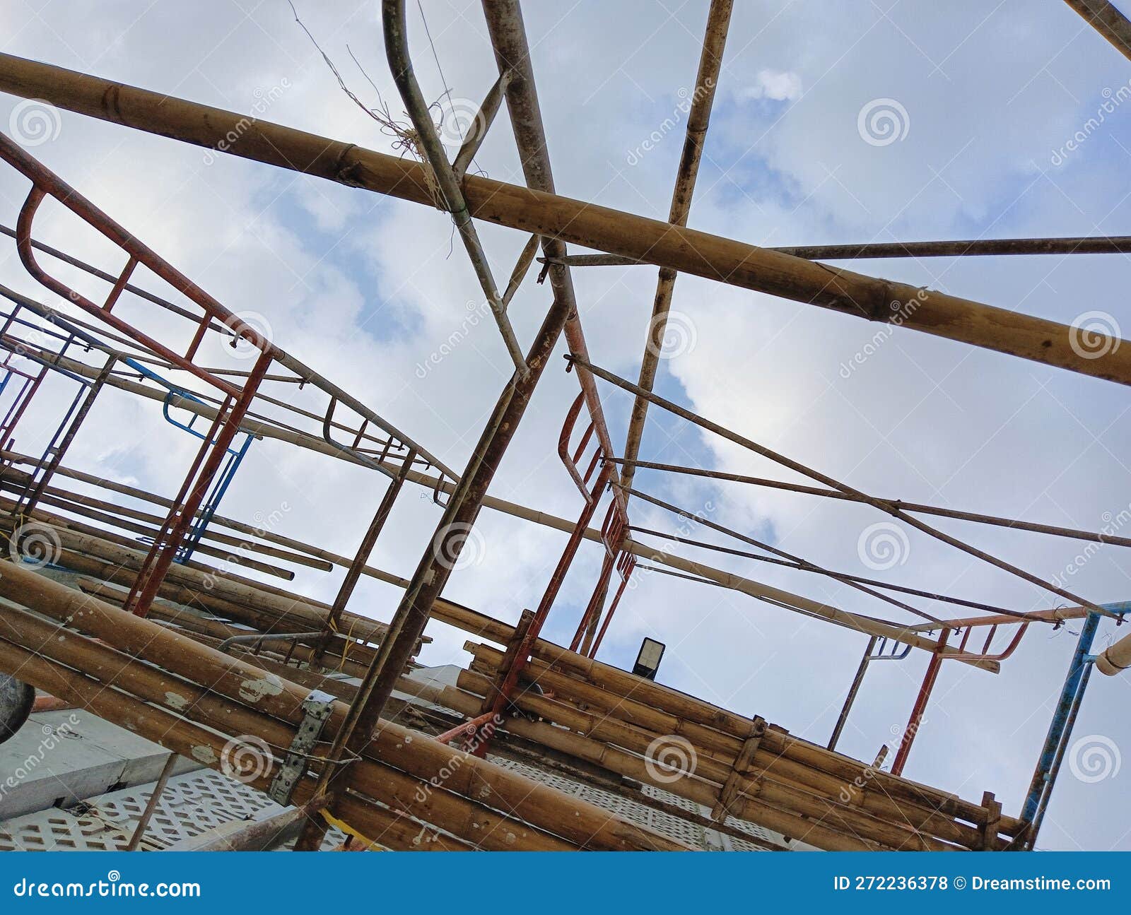 High pillars of buildings stock photo. Image of vehicle - 272236378