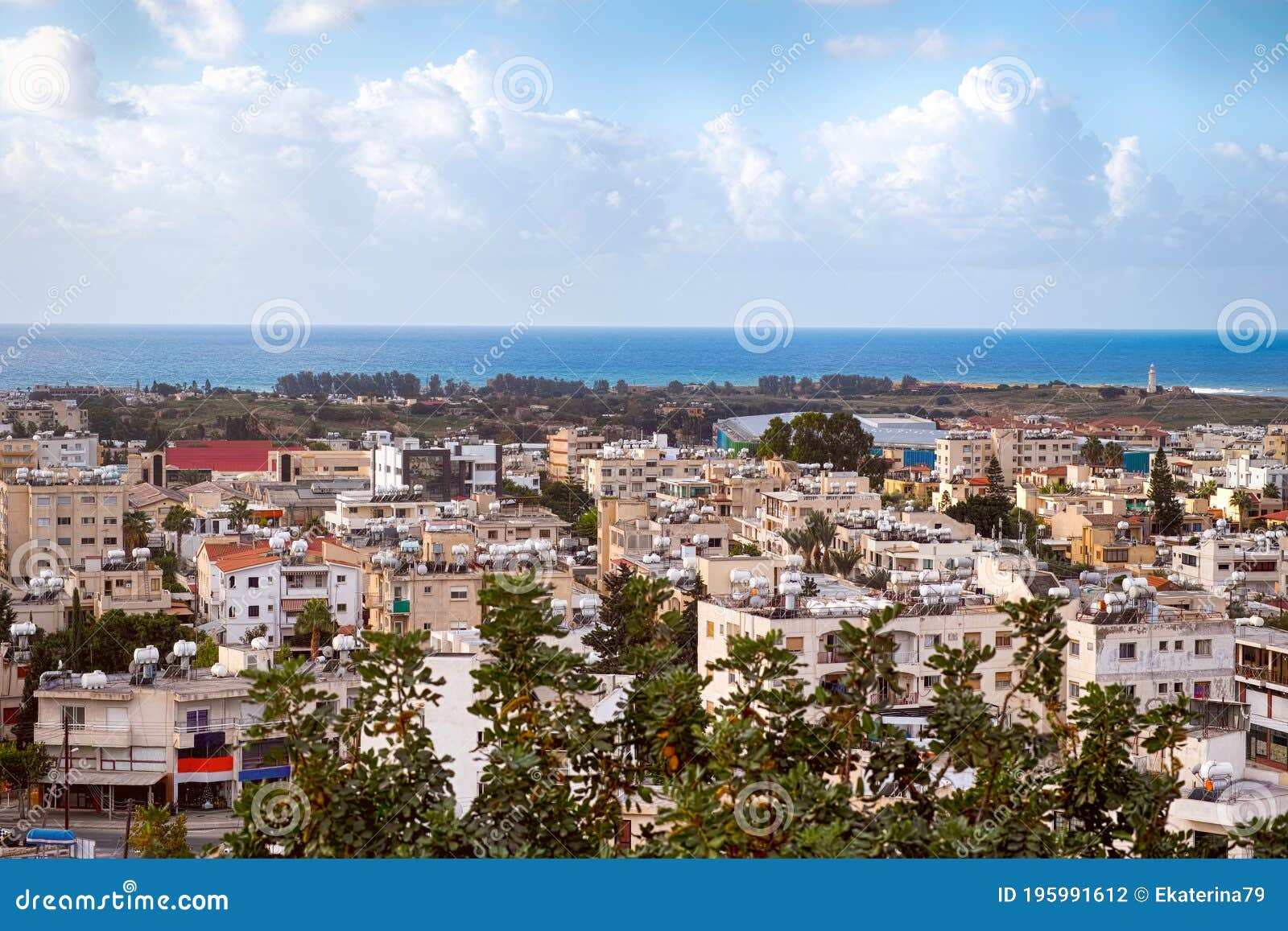 High Point View To the Paphos City, Sea and Sky Stock Photo - Image of ...