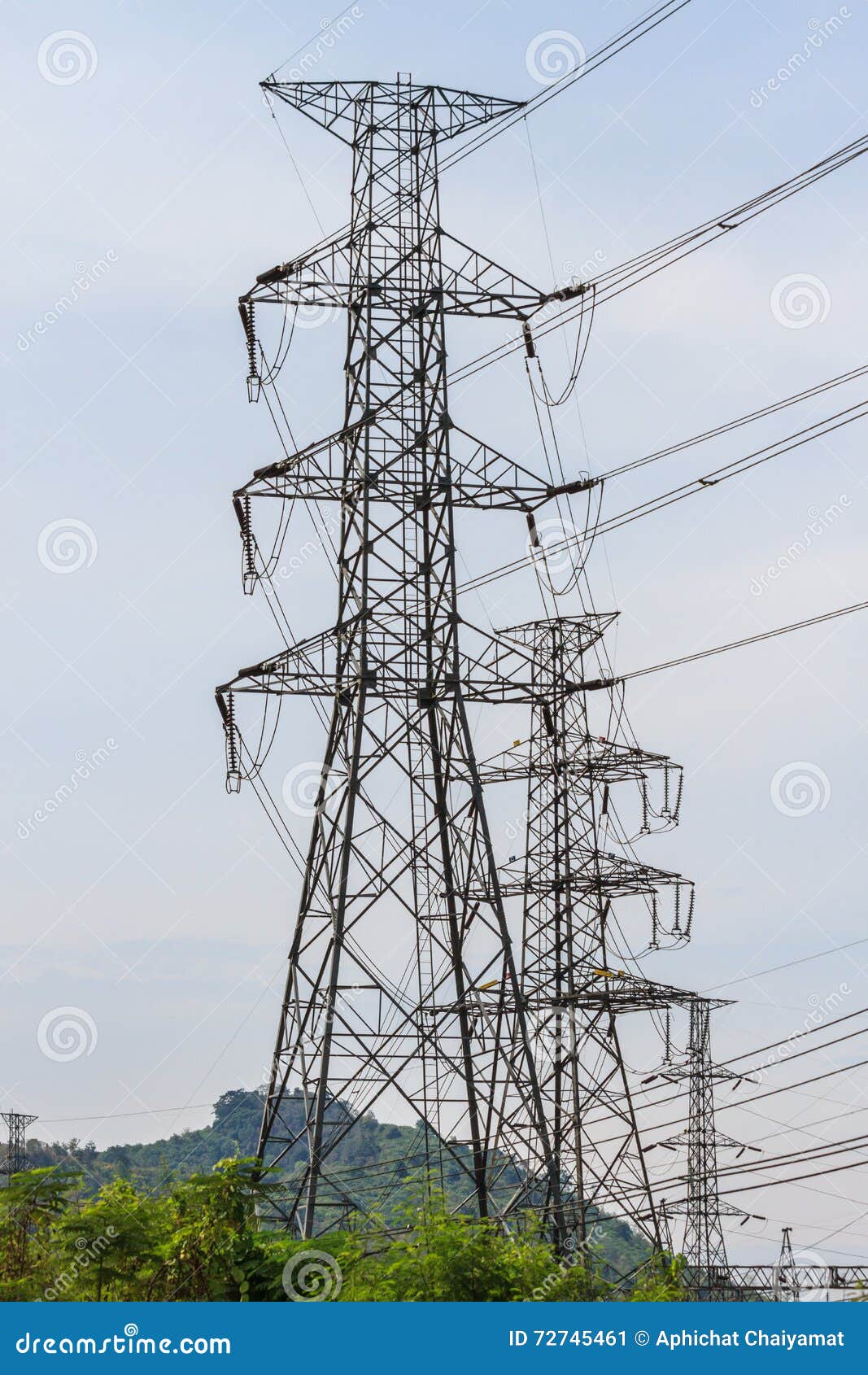 High power cable tower stock image. Image of high, distribution - 72745461