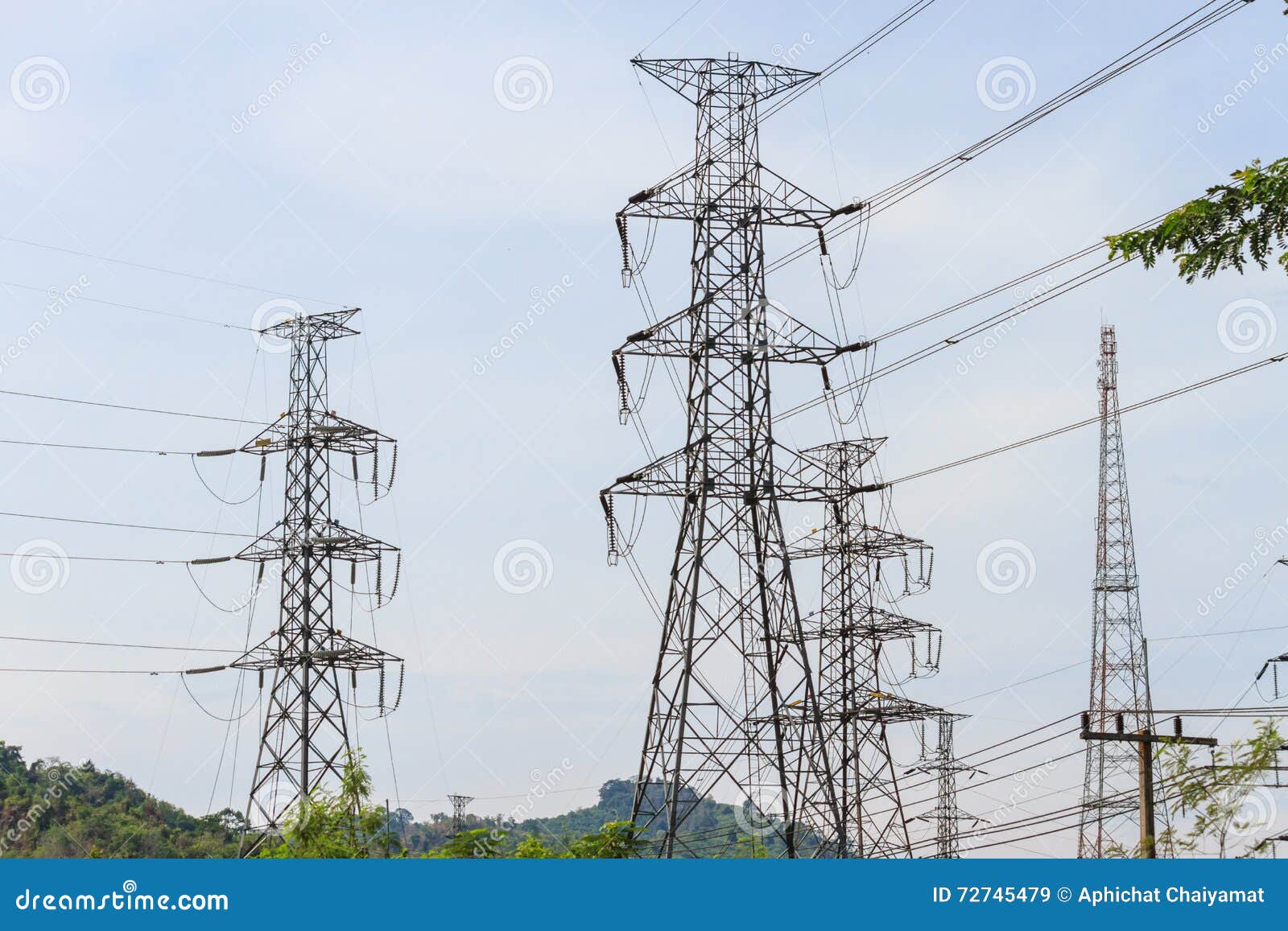 High power cable tower stock image. Image of cabling - 72745479