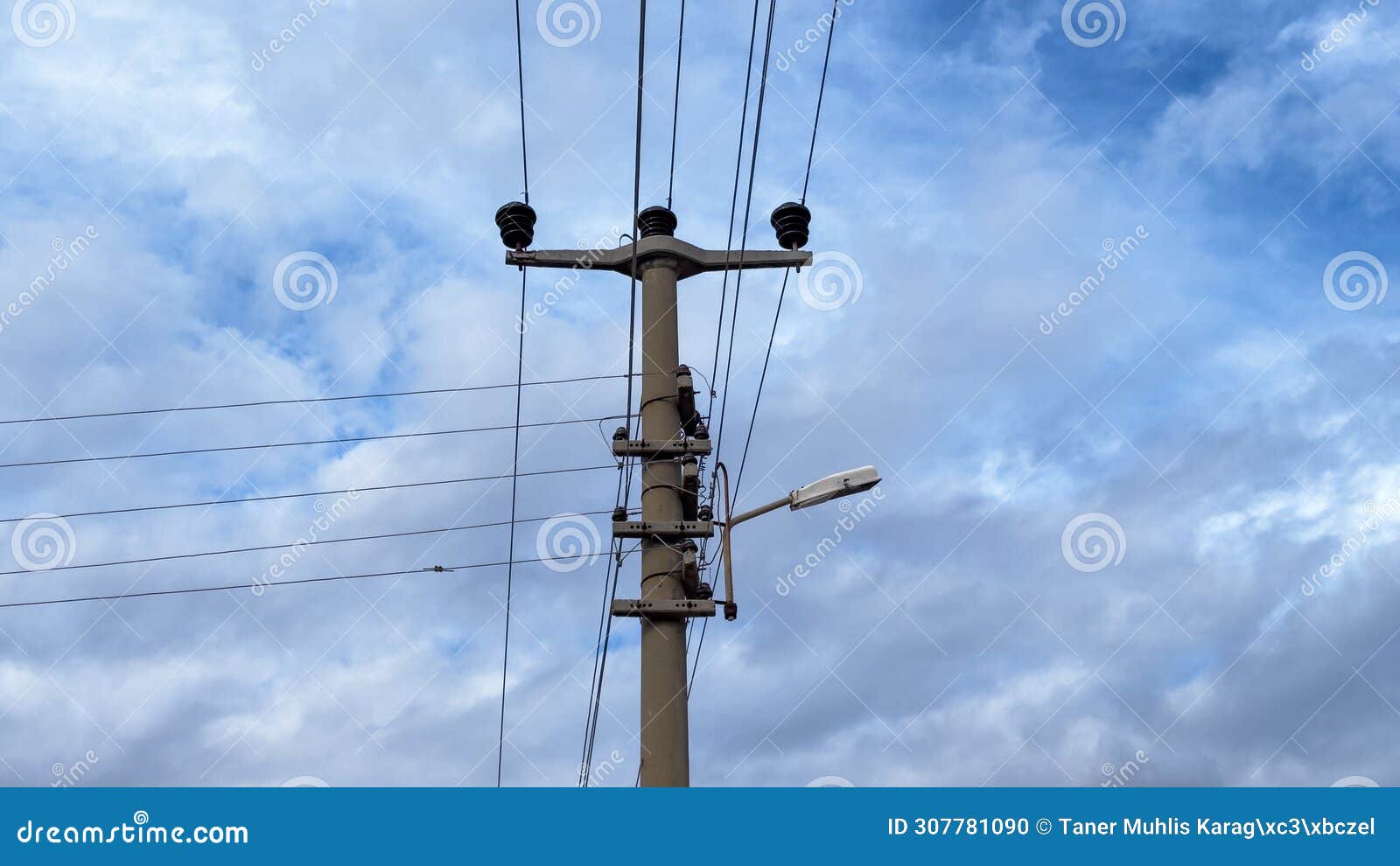 A High Power Electrical Cabling System on Top of a Utility Pole Stock ...