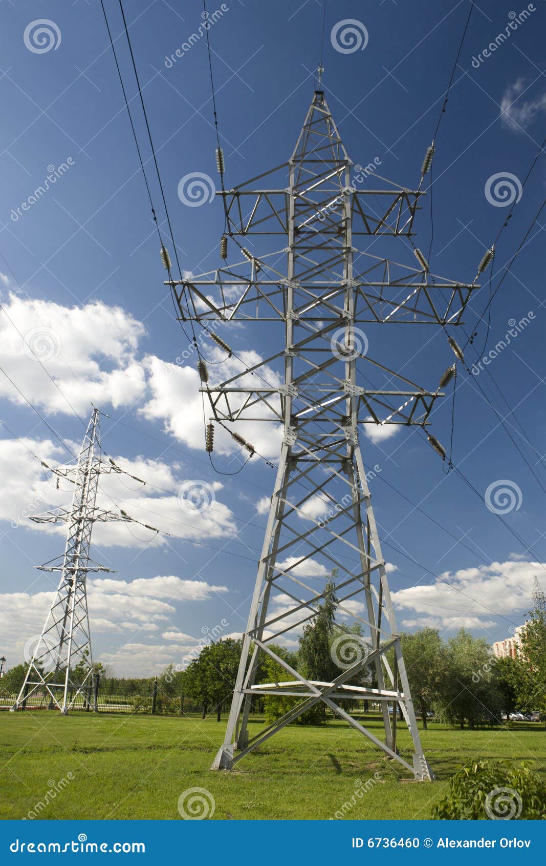 High-power lines stock photo. Image of electricity, green - 6736460