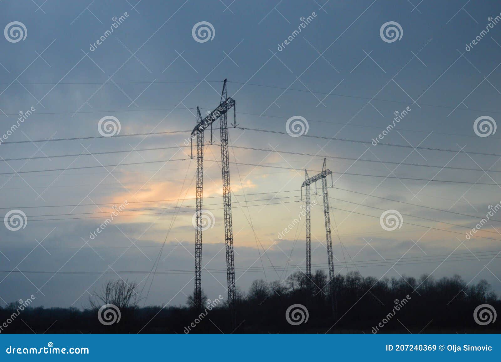 High power lines stock image. Image of high, landscape - 207240369