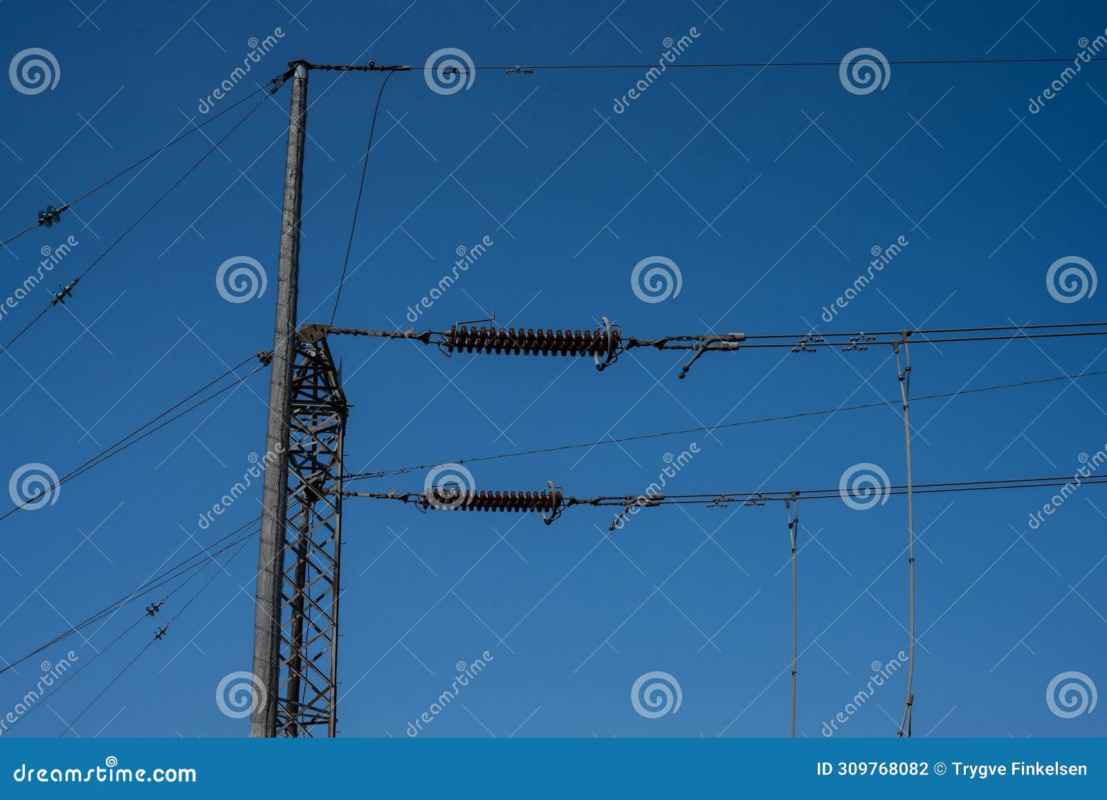 High Power Lines Terminating To a Ground Station.. Stock Photo - Image ...