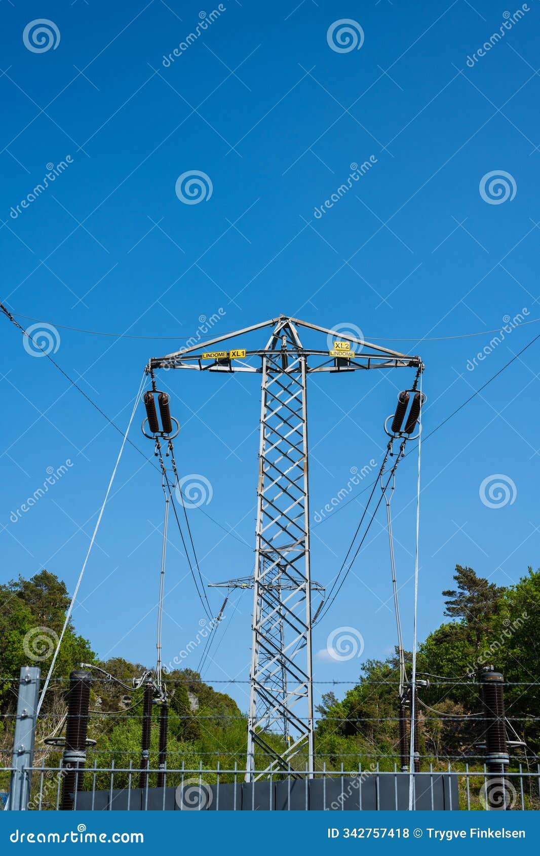 High Power Lines Terminating To a Ground Station.. Stock Photo - Image ...