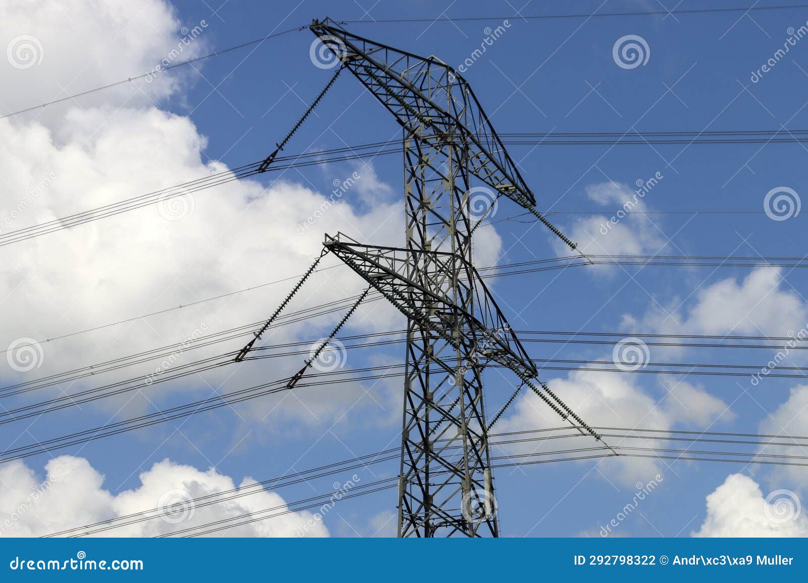 High Power Lines with High Voltage 380Kv Stock Photo - Image of blue ...