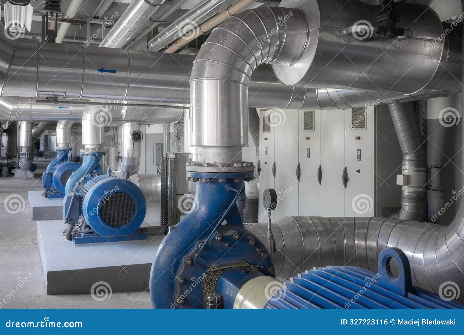 High Power Pumps Inside a Heating Plant Stock Photo - Image of ...