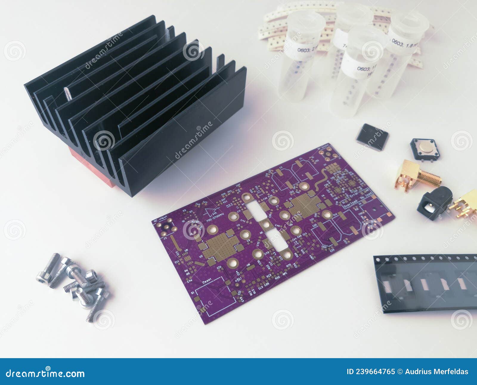 High Power RF PCB with Spare Components for Assembly Stock Image ...