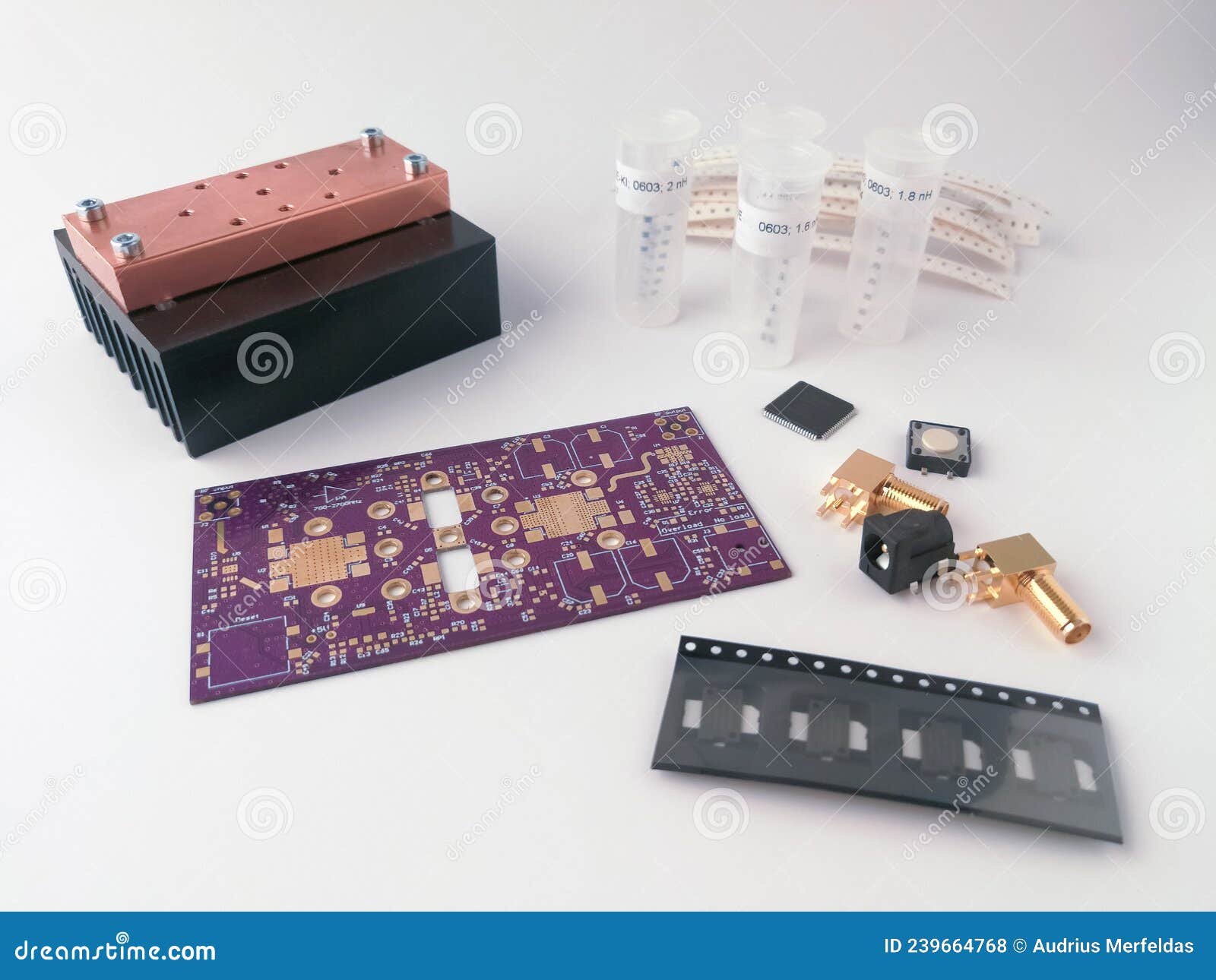 High Power RF PCB with Spare Components for Assembly Stock Photo ...