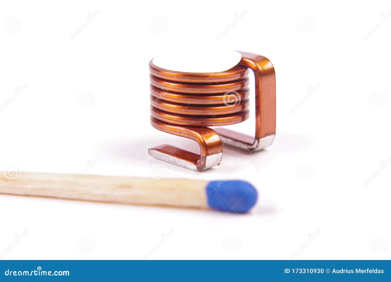 High Power SMD Coil in Comparison with Match Head Stock Photo - Image ...