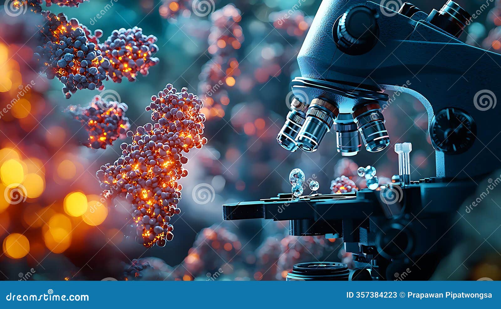 High-Powered Microscope Side View In Laboratory Setting Royalty-Free ...