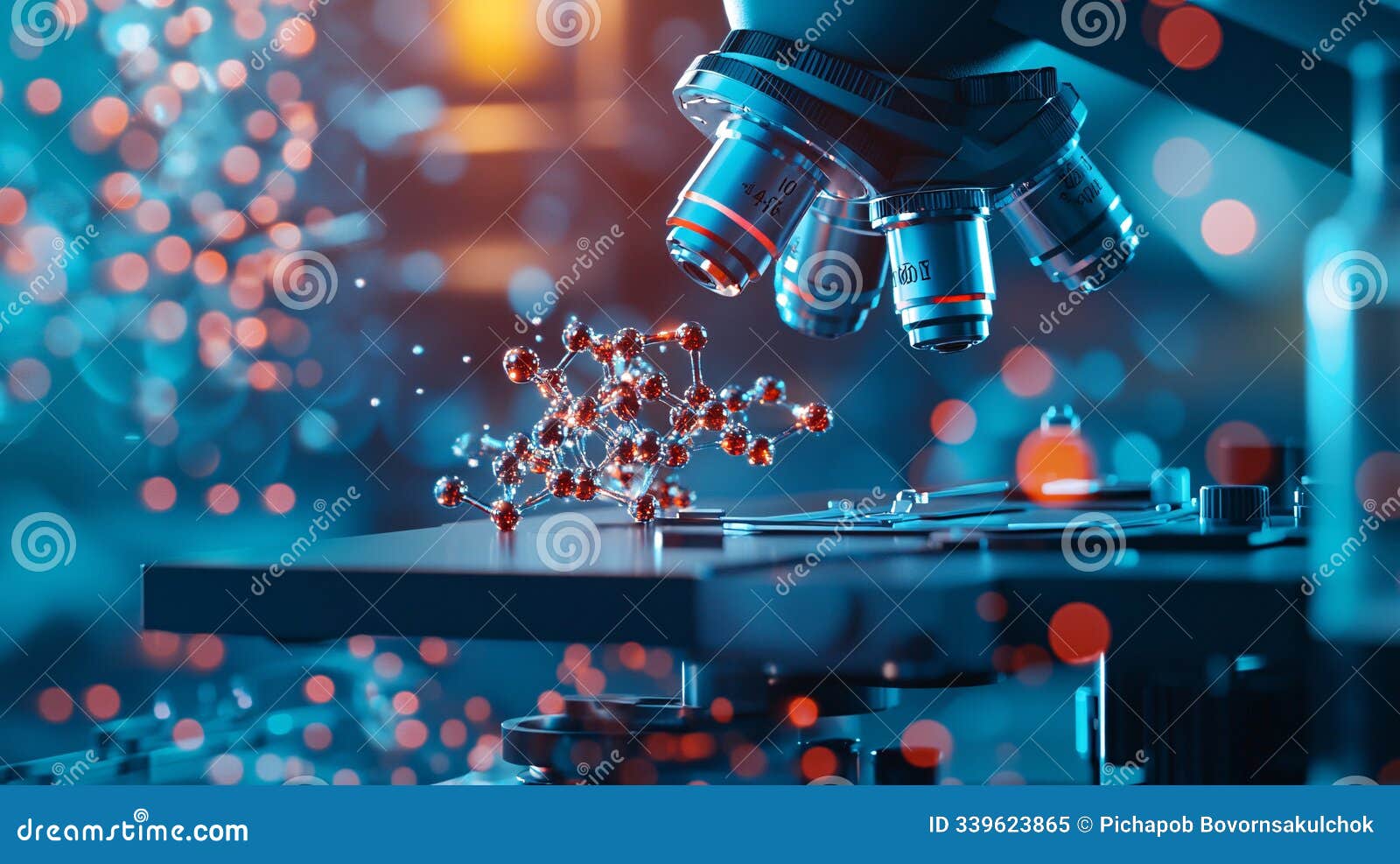 Advanced Microscope Focusing on Molecular Structure Stock Illustration ...