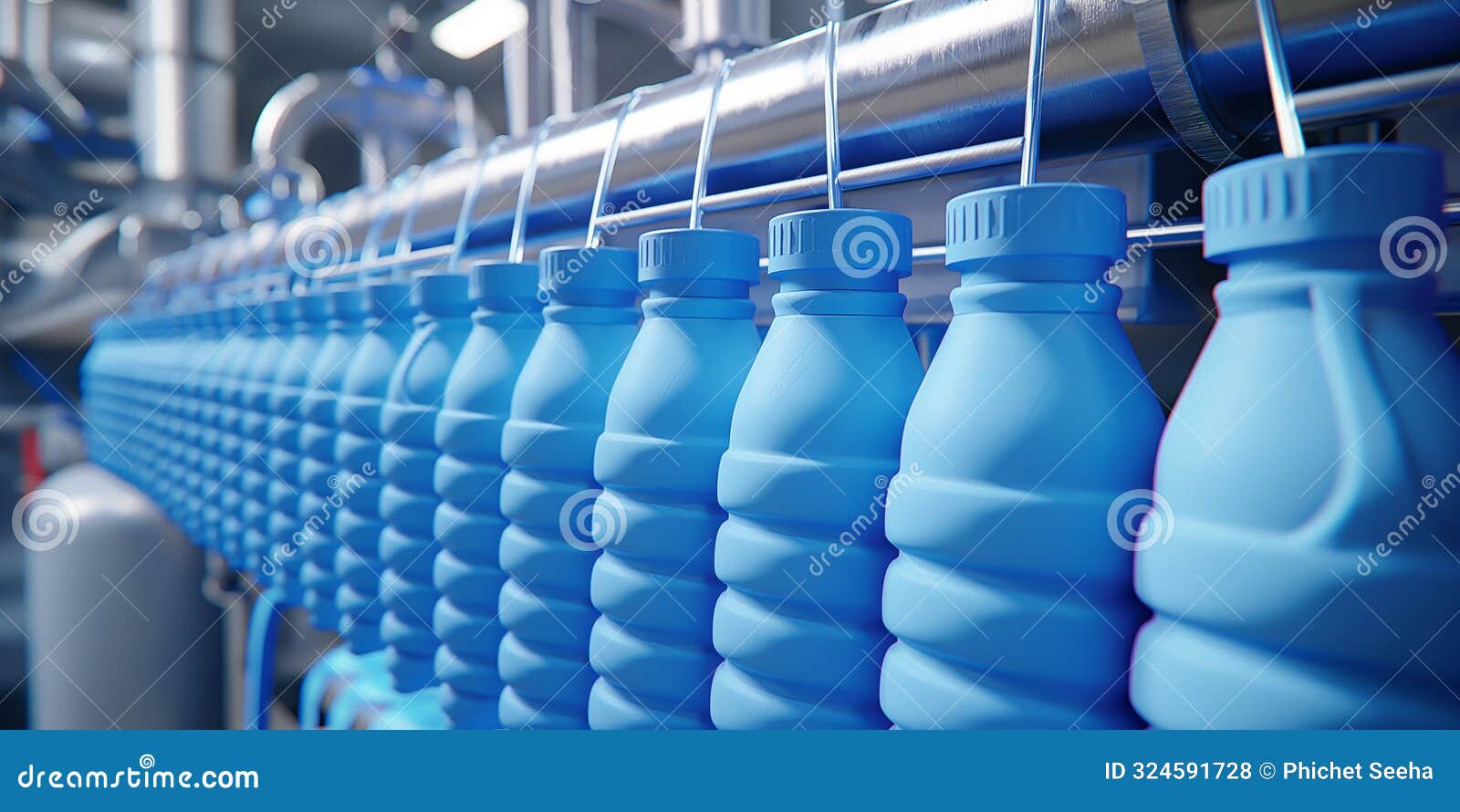 High-Precision Automated Bottling Process in a Modern Manufacturing ...