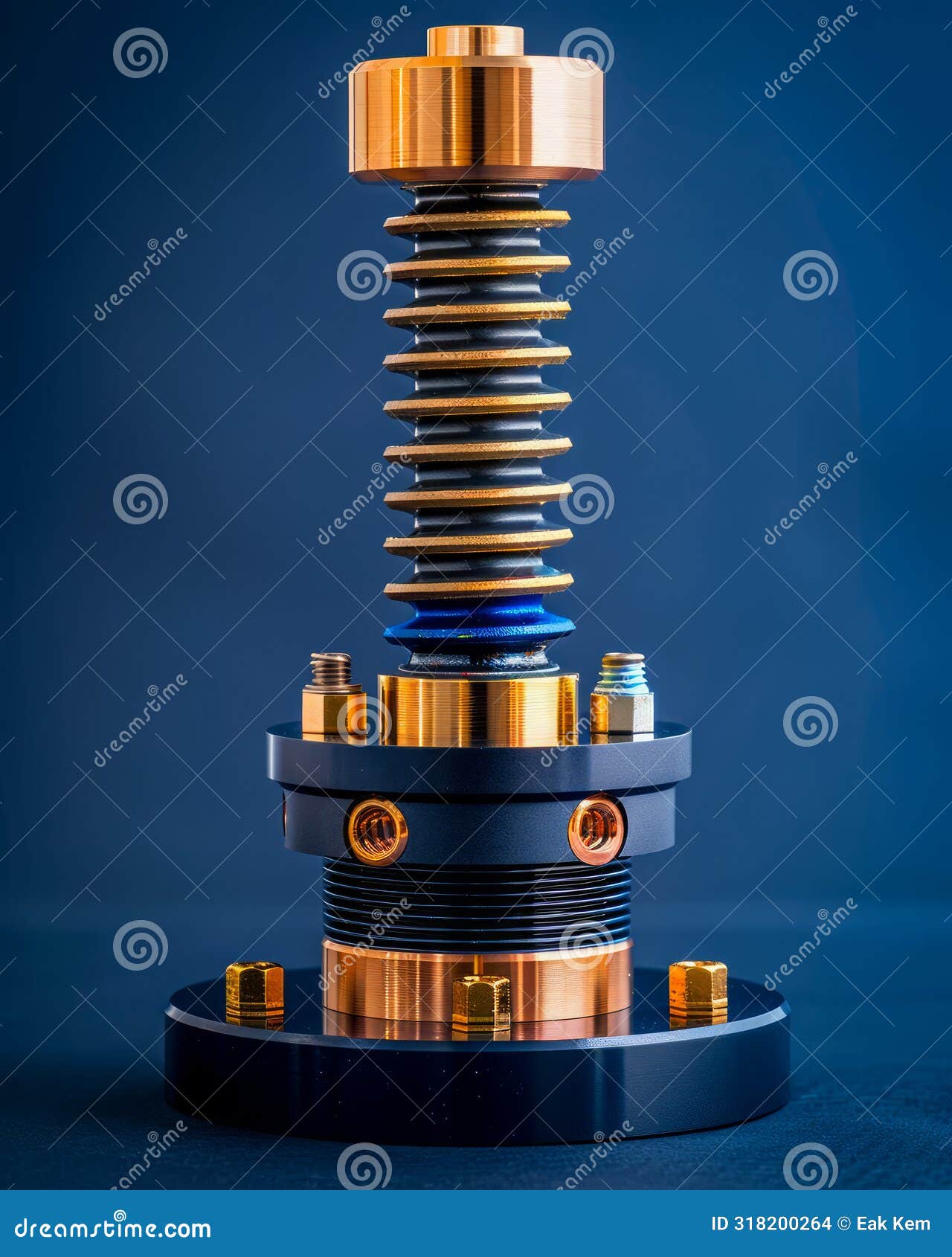 High Precision Machined Component On Blue Background Industrial ...