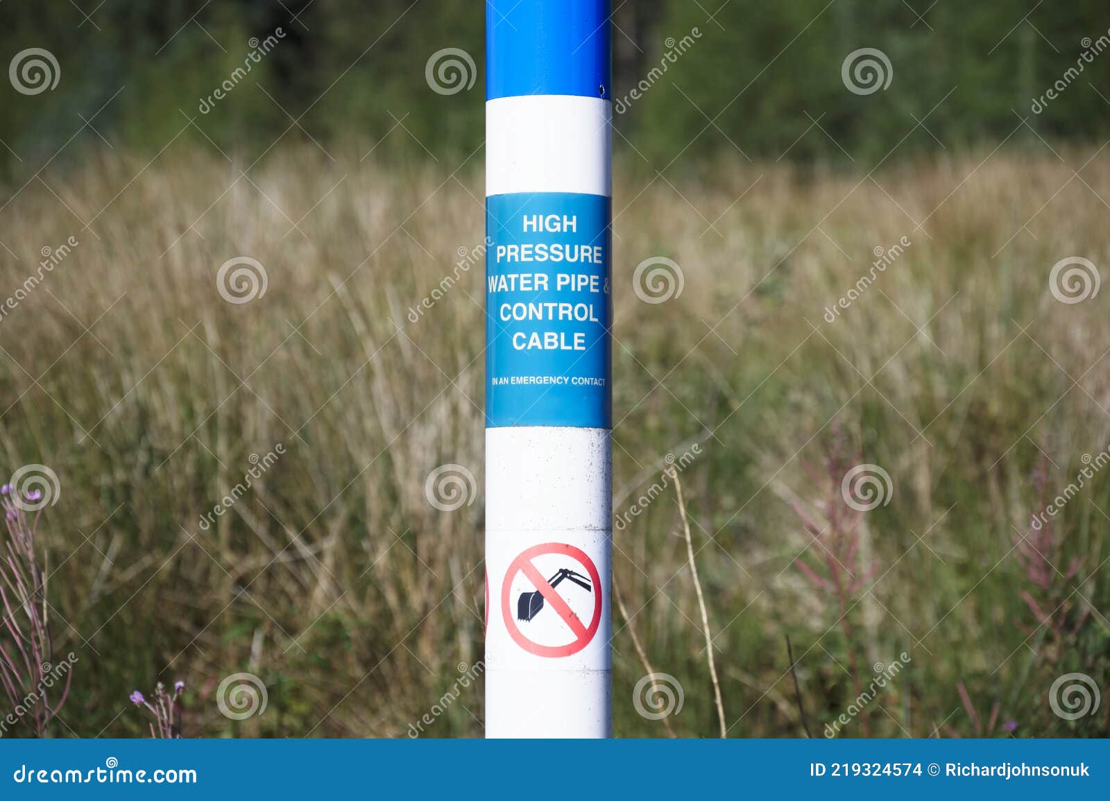High Pressure Water Pipe Sign on White Pole Stock Photo - Image of ...