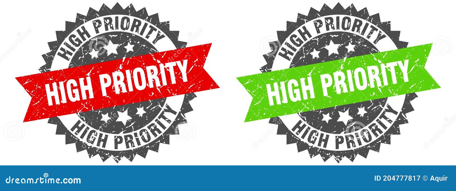 High Priority Band Sign. High Priority Grunge Stamp Set Stock Vector ...
