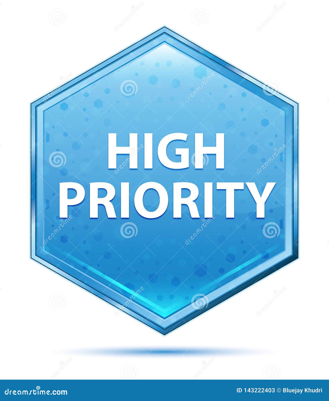 High Priority Crystal Blue Hexagon Button Stock Illustration ...