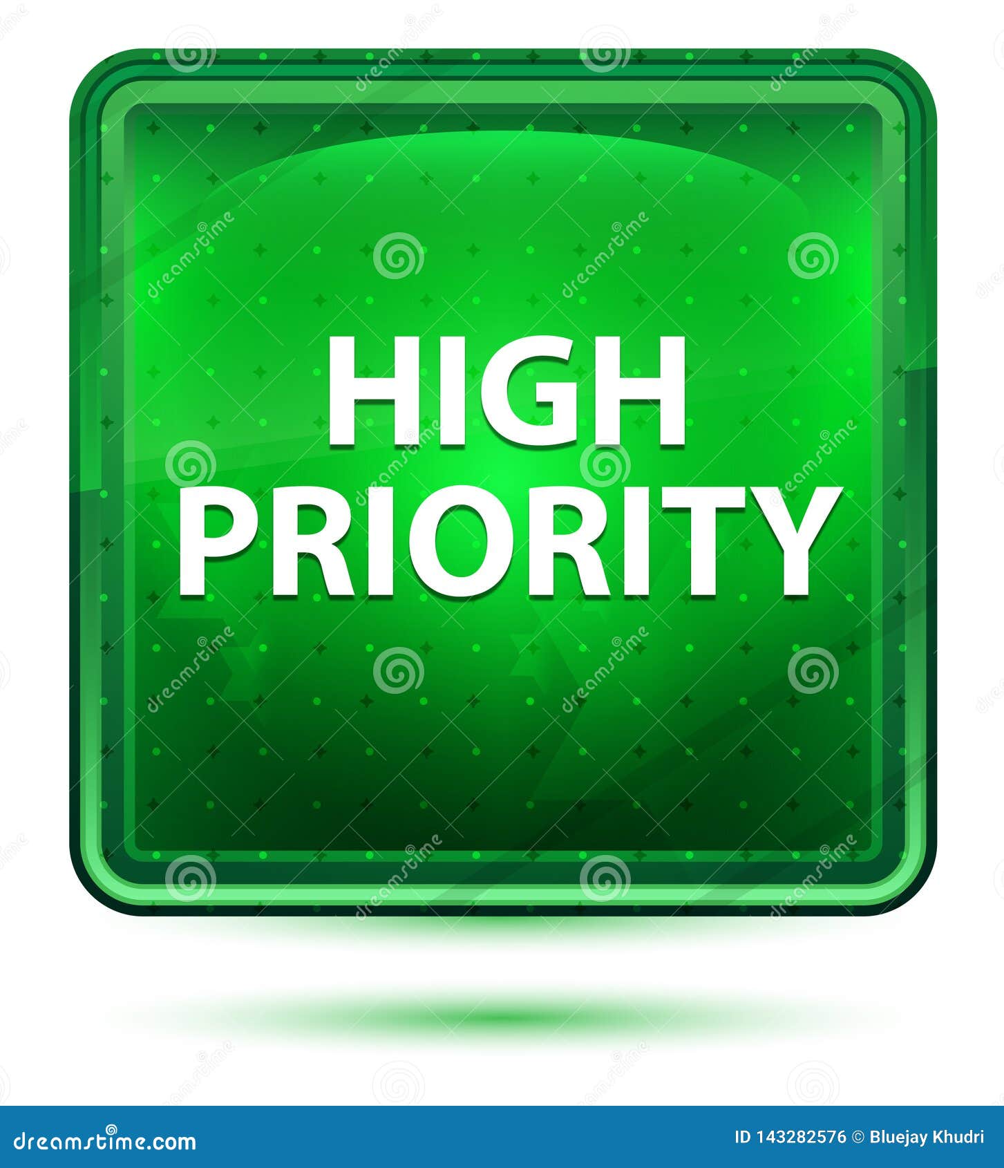 High Priority Neon Light Green Square Button Stock Illustration ...
