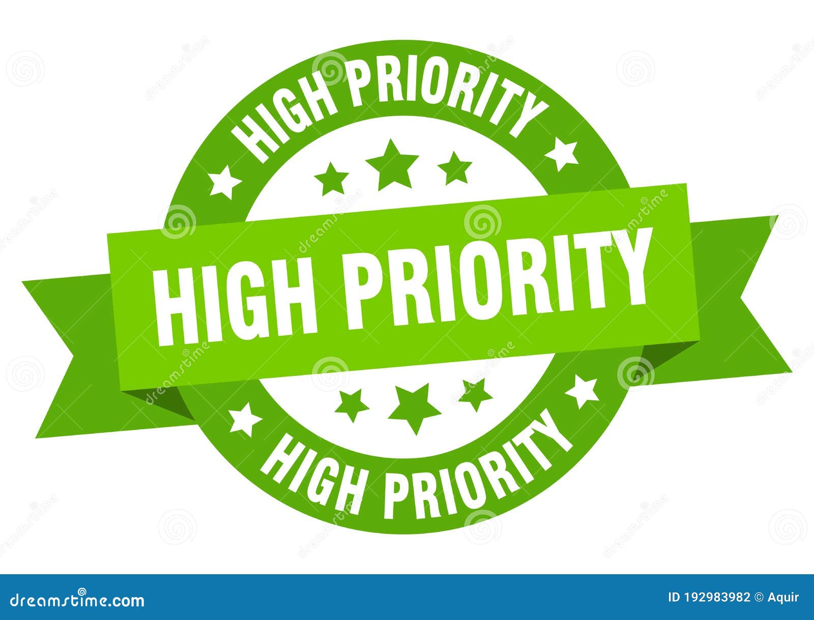 High Priority Round Ribbon Isolated Label. High Priority Sign Stock ...