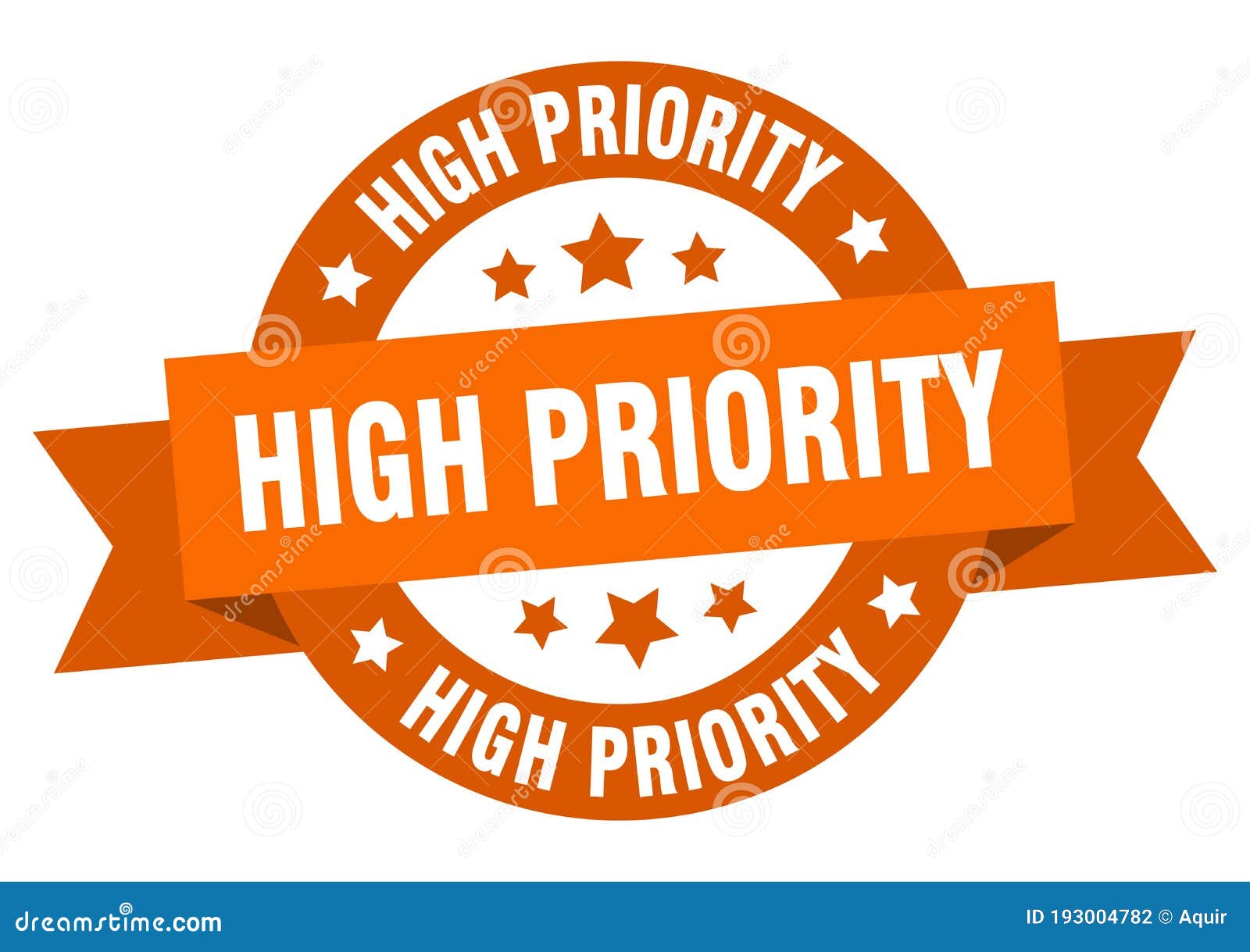 High Priority Round Ribbon Isolated Label. High Priority Sign Stock ...