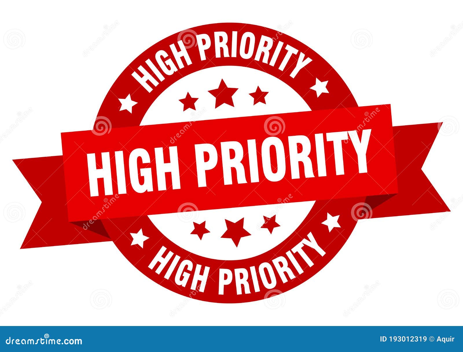 High Priority Round Ribbon Isolated Label. High Priority Sign Stock ...