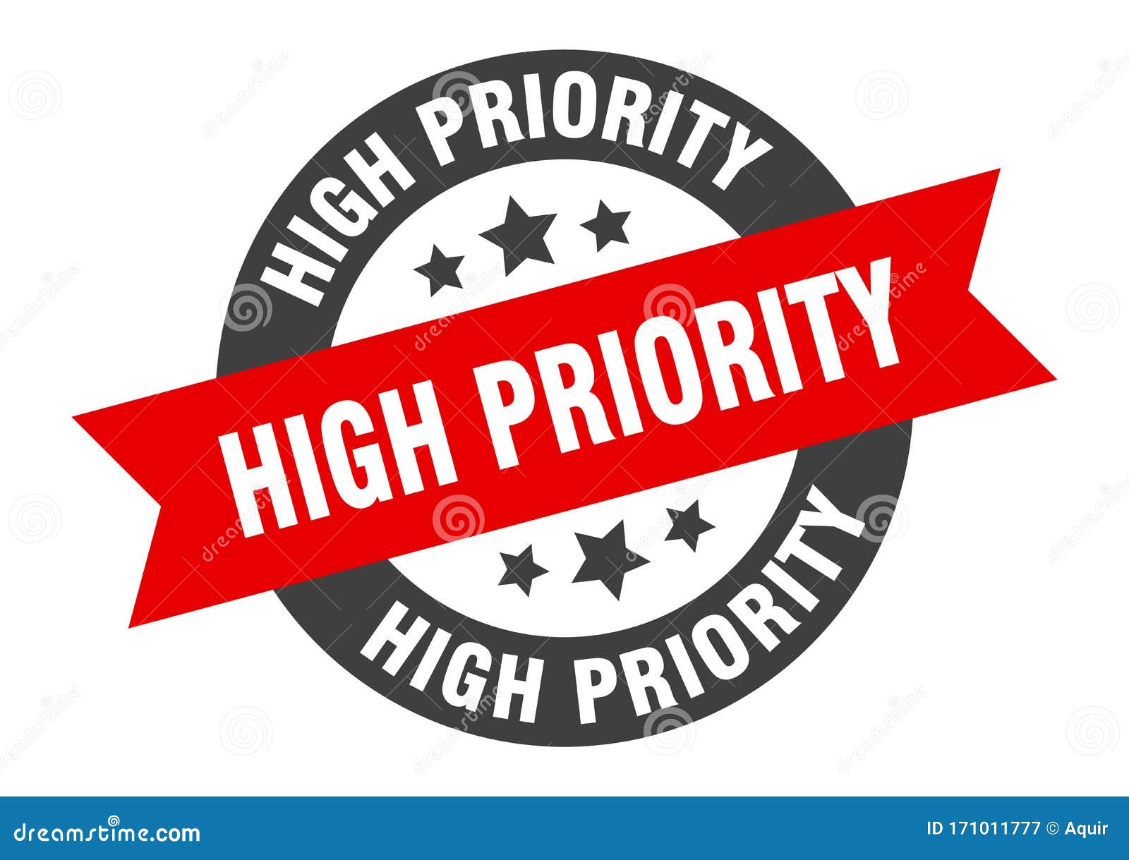 High Priority Sign. High Priority Round Ribbon Sticker Stock Vector ...