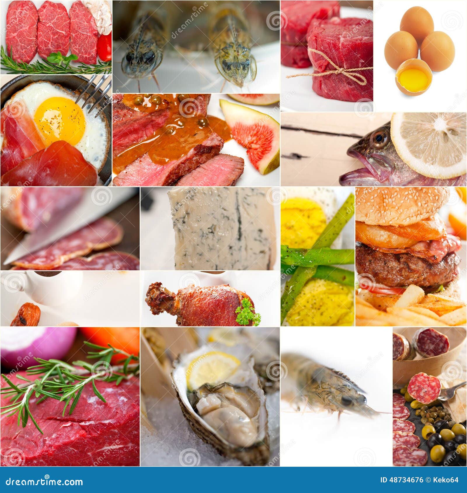 High Protein Food Collection Collage Stock Photo - Image of meat ...