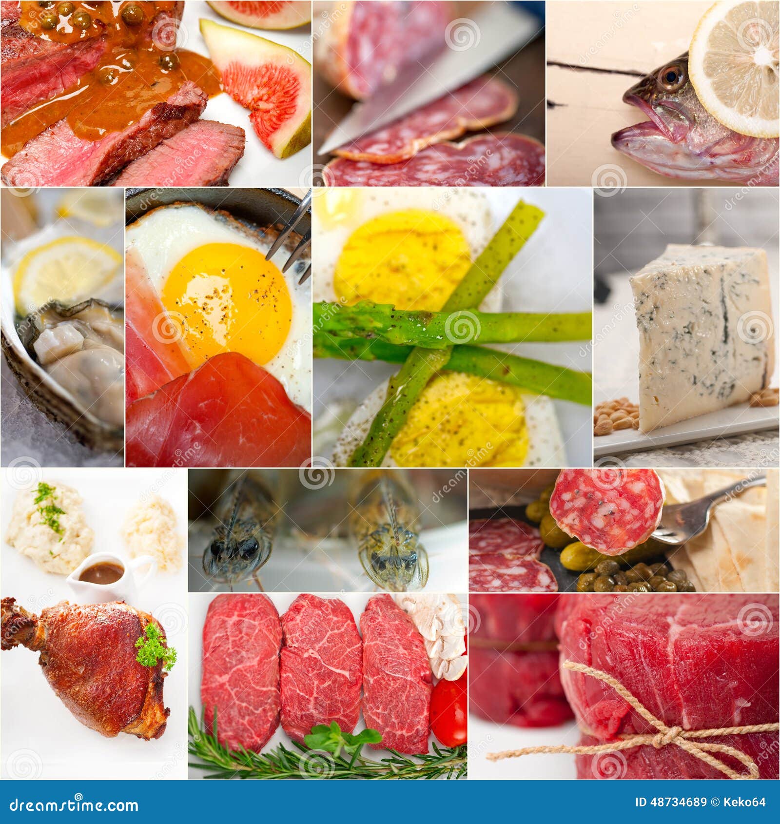 High Protein Food Collection Collage Stock Image - Image of fillet ...