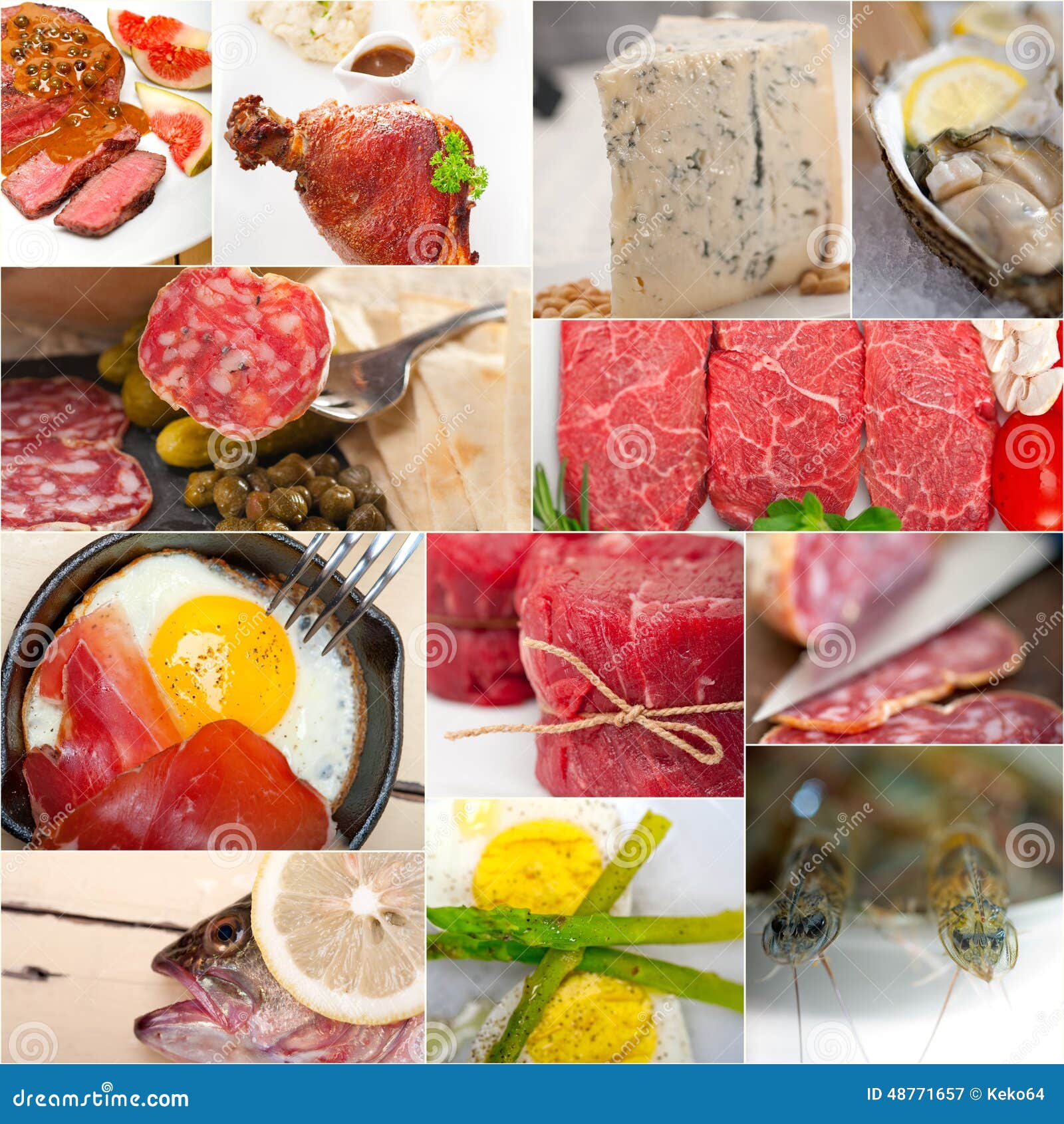 High Protein Food Collection Collage Stock Image - Image of combining ...