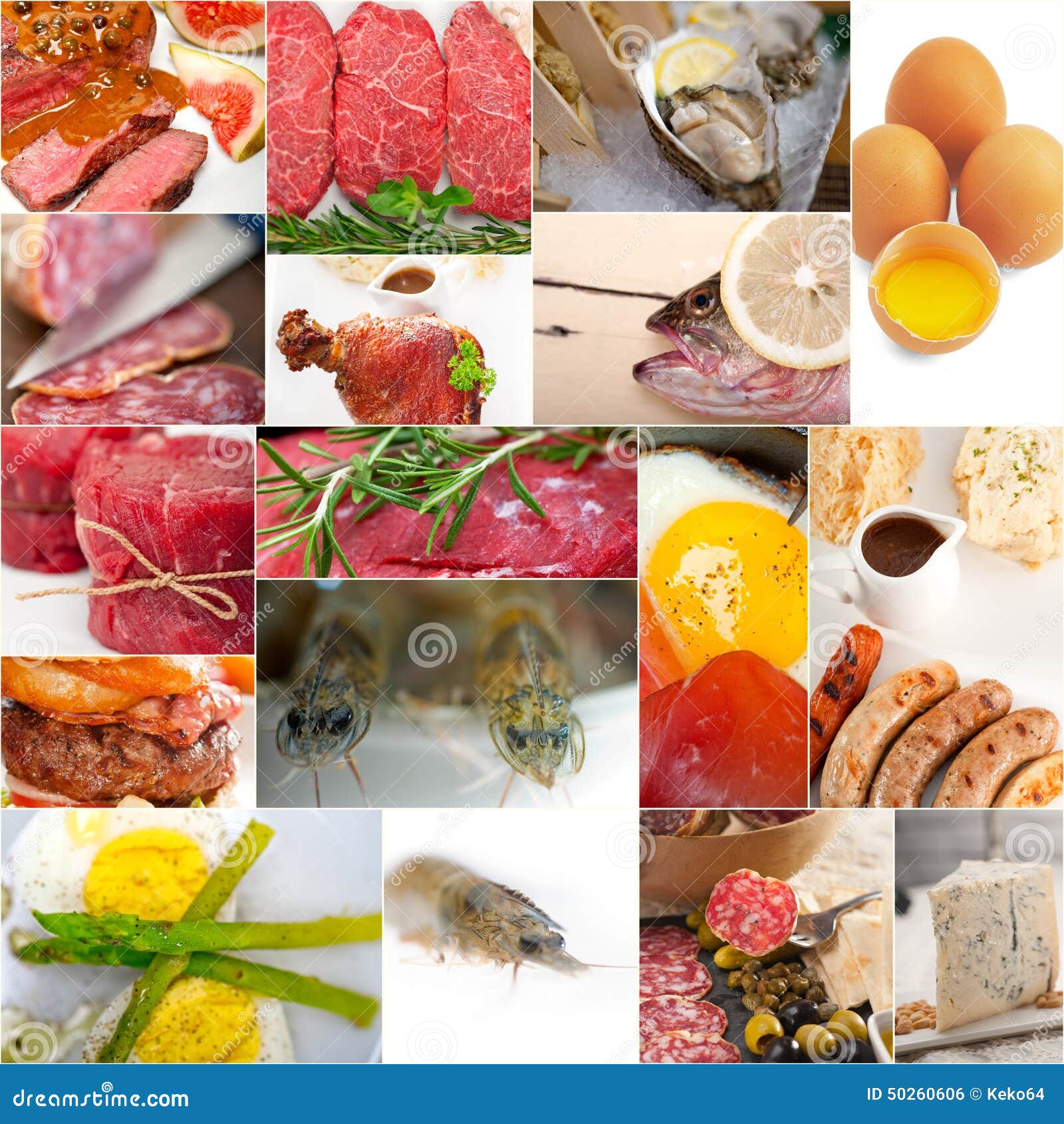 High Protein Food Collection Collage Stock Photo - Image of diet, meat ...