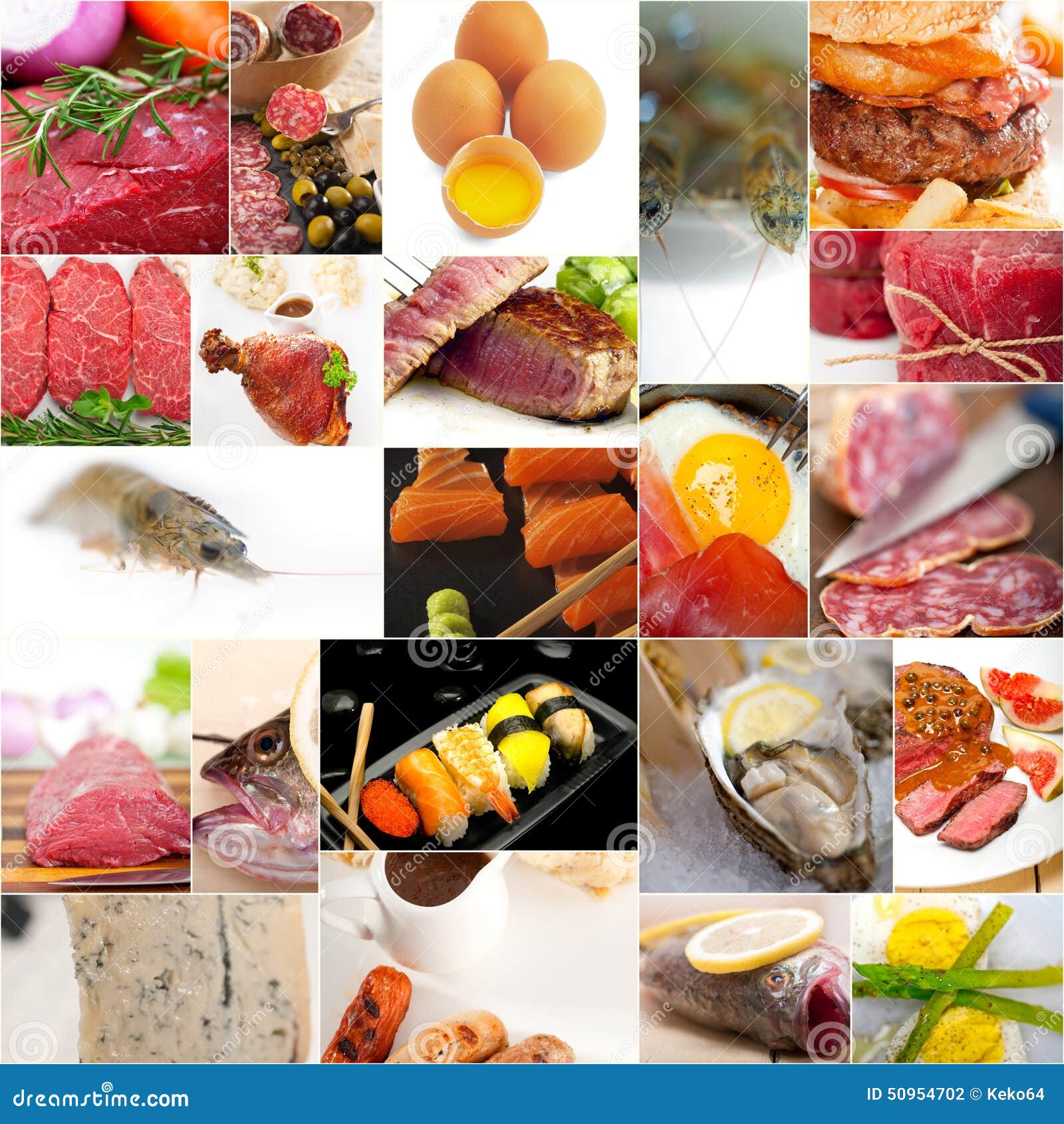 High Protein Food Collection Collage Stock Photo - Image of oyster ...
