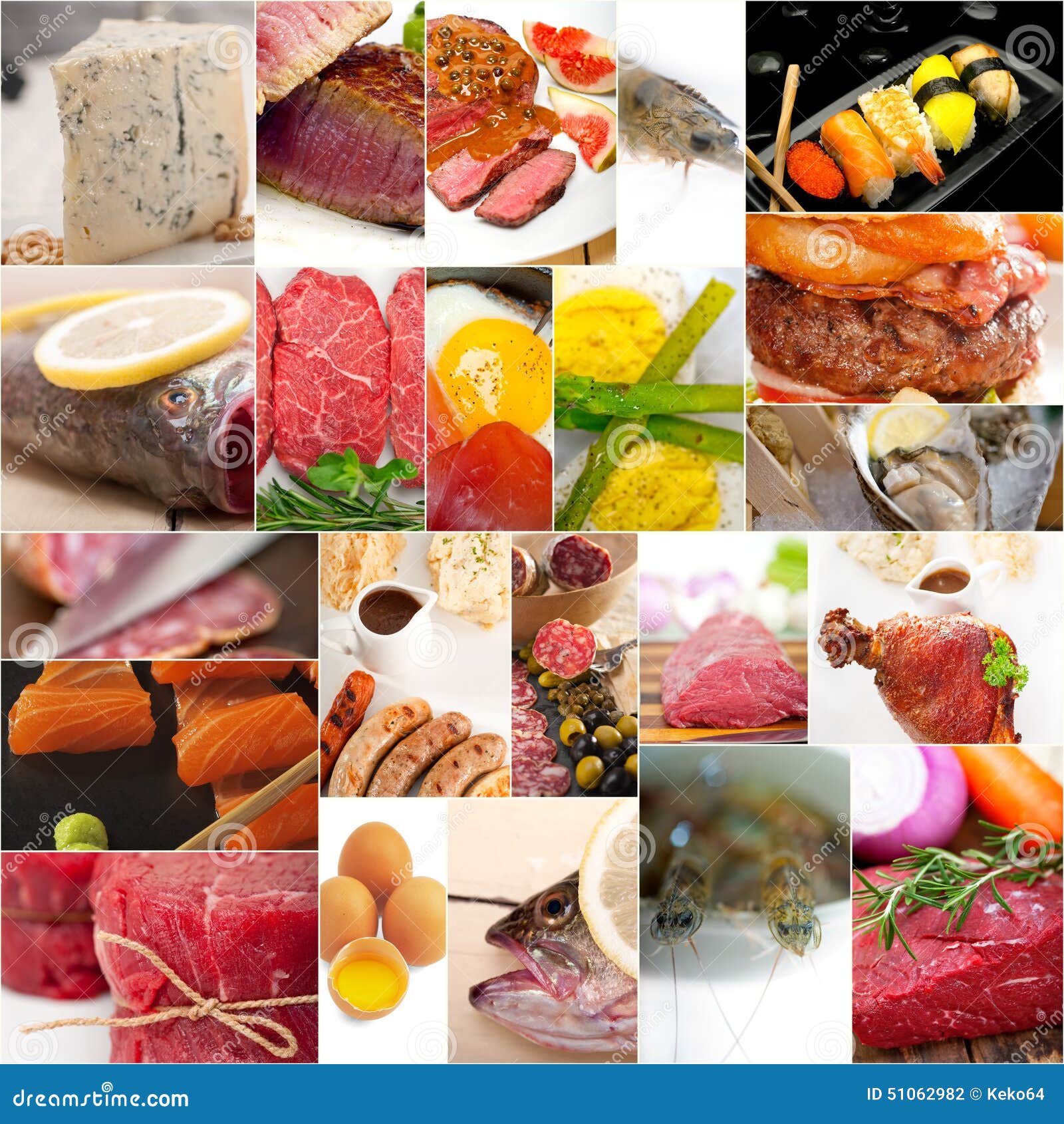 High Protein Food Collection Collage Stock Photo - Image of fish ...