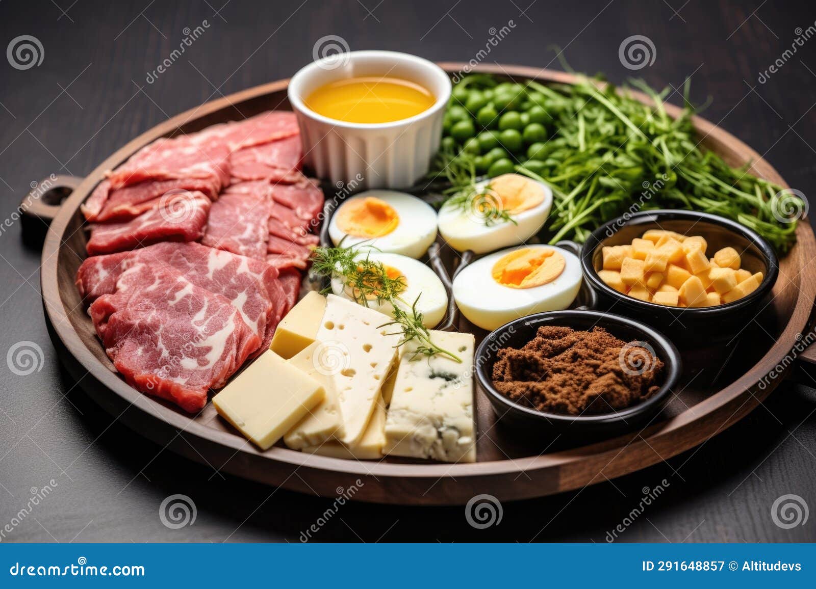 High-protein Meal Plate for Ketogenic Diet Meat, Eggs, Cheese Stock ...
