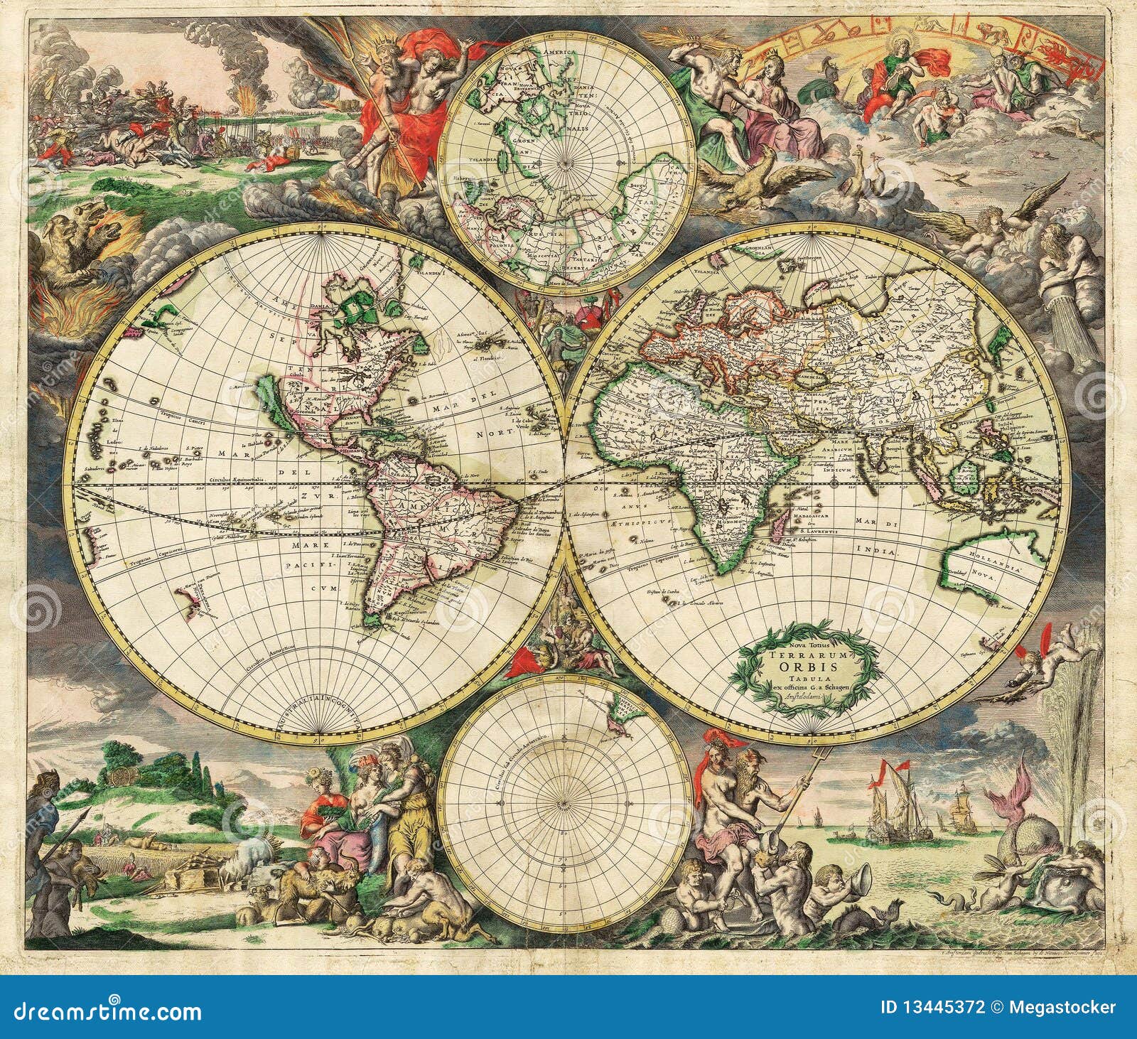 High-quality Antique Map stock illustration. Illustration of color ...