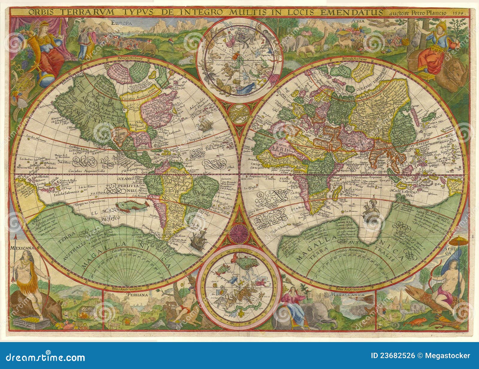High-Quality Antique Map stock illustration. Illustration of projection ...