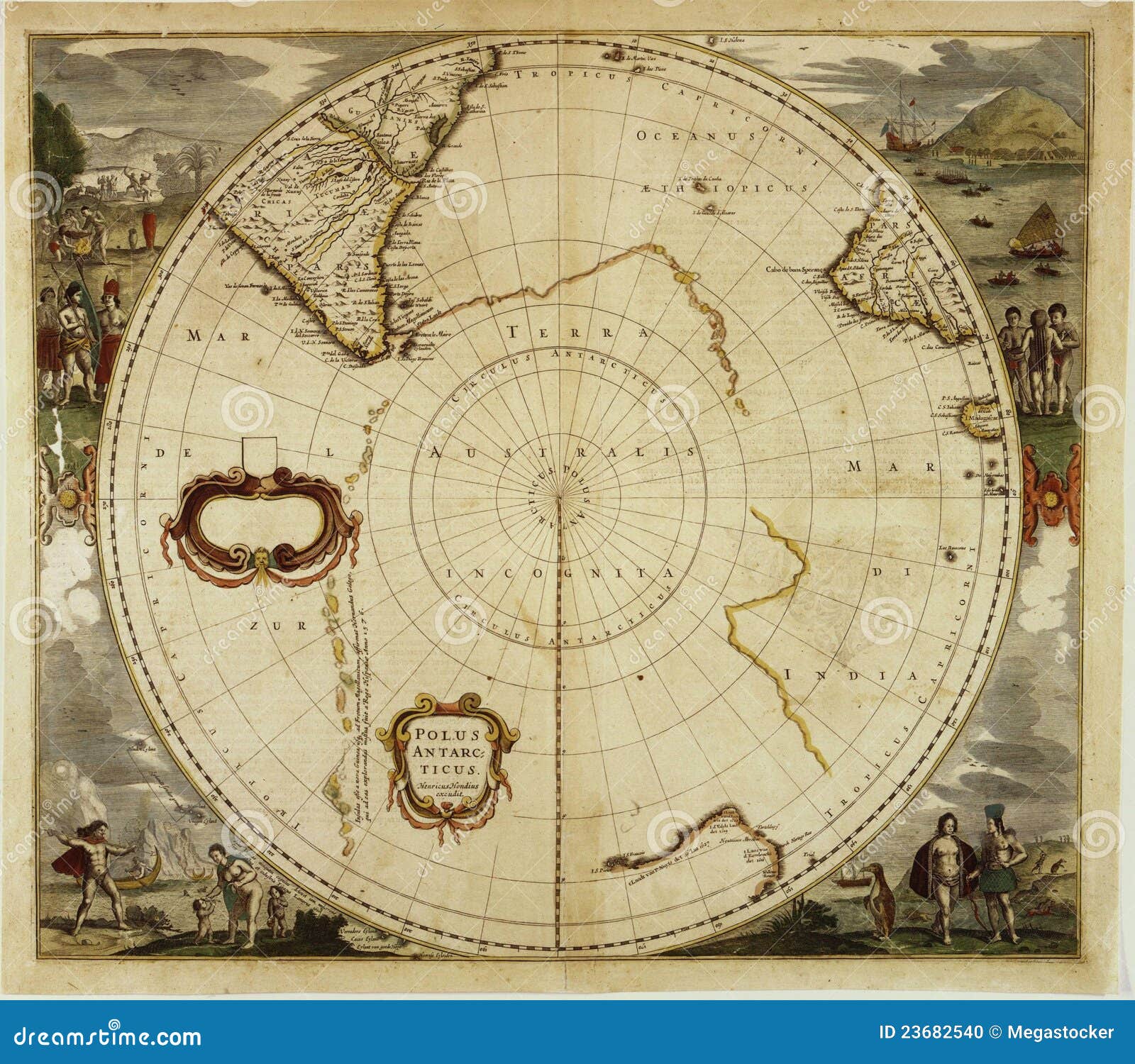 High-Quality Antique Map stock illustration. Illustration of hemisphere ...
