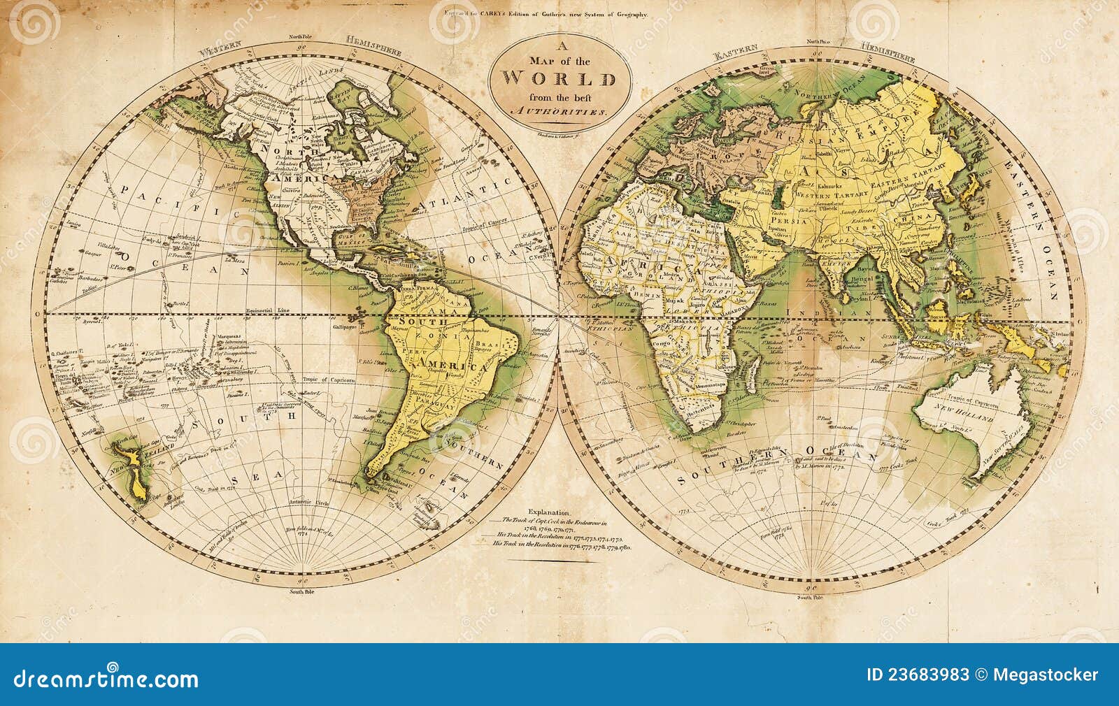 High-Quality Antique Map stock illustration. Illustration of polar ...