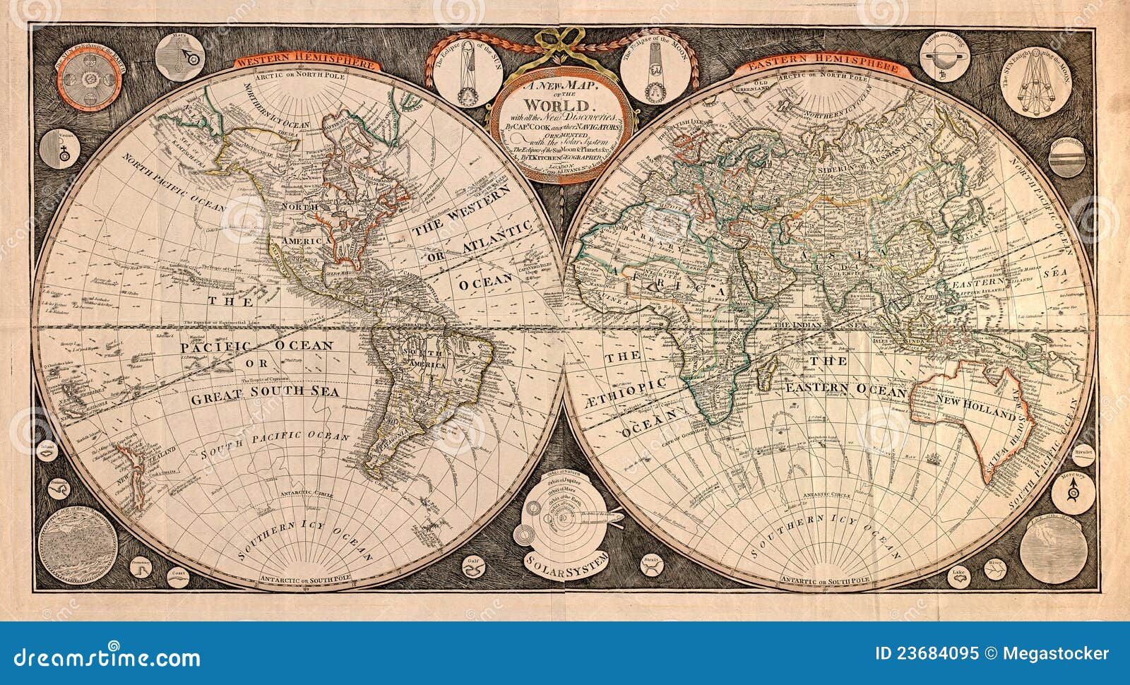 High-Quality Antique Map stock illustration. Illustration of color ...