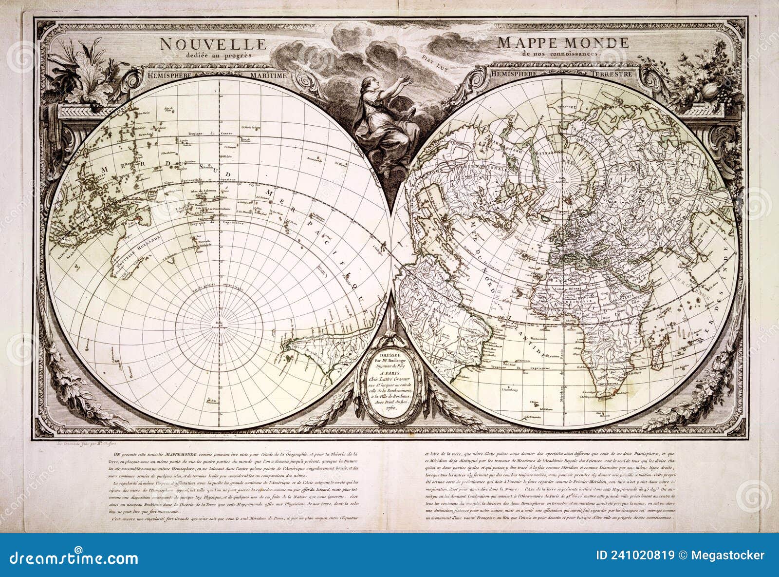 High Quality Antique World Map - 1760 Stock Image - Image of poster ...