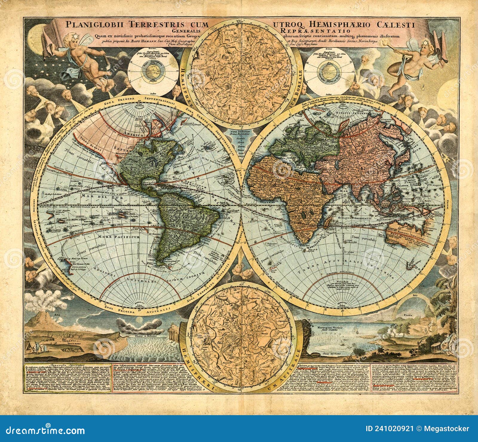 High Quality Antique World Map 1663-1724 Stock Image - Image of ...