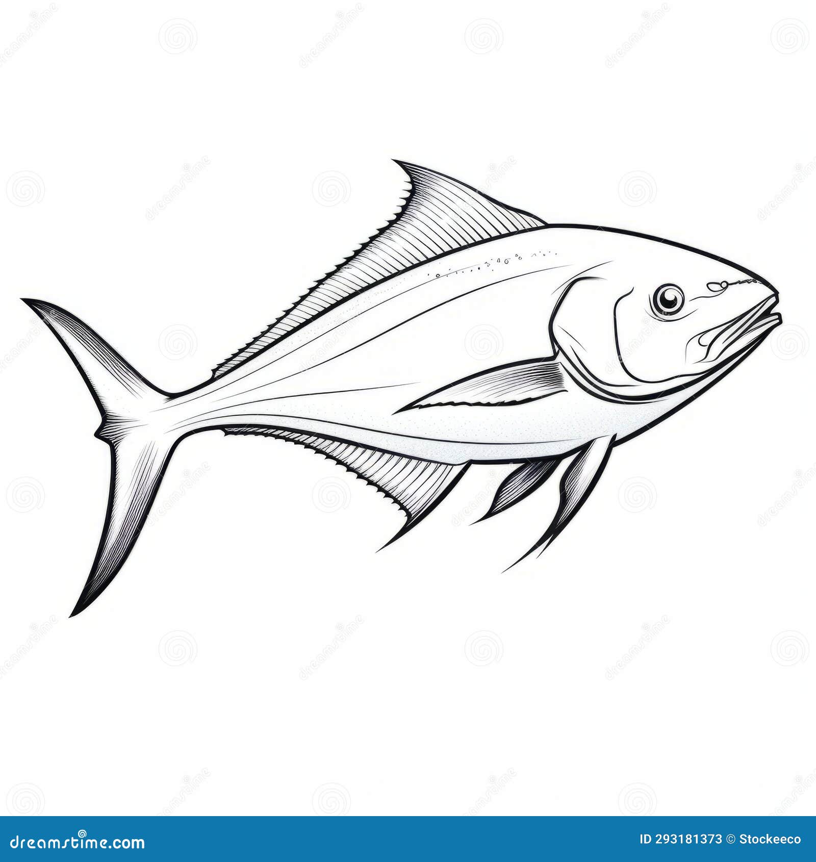 High-quality Black and White Fish Drawing with Sharp Perspective Angles ...