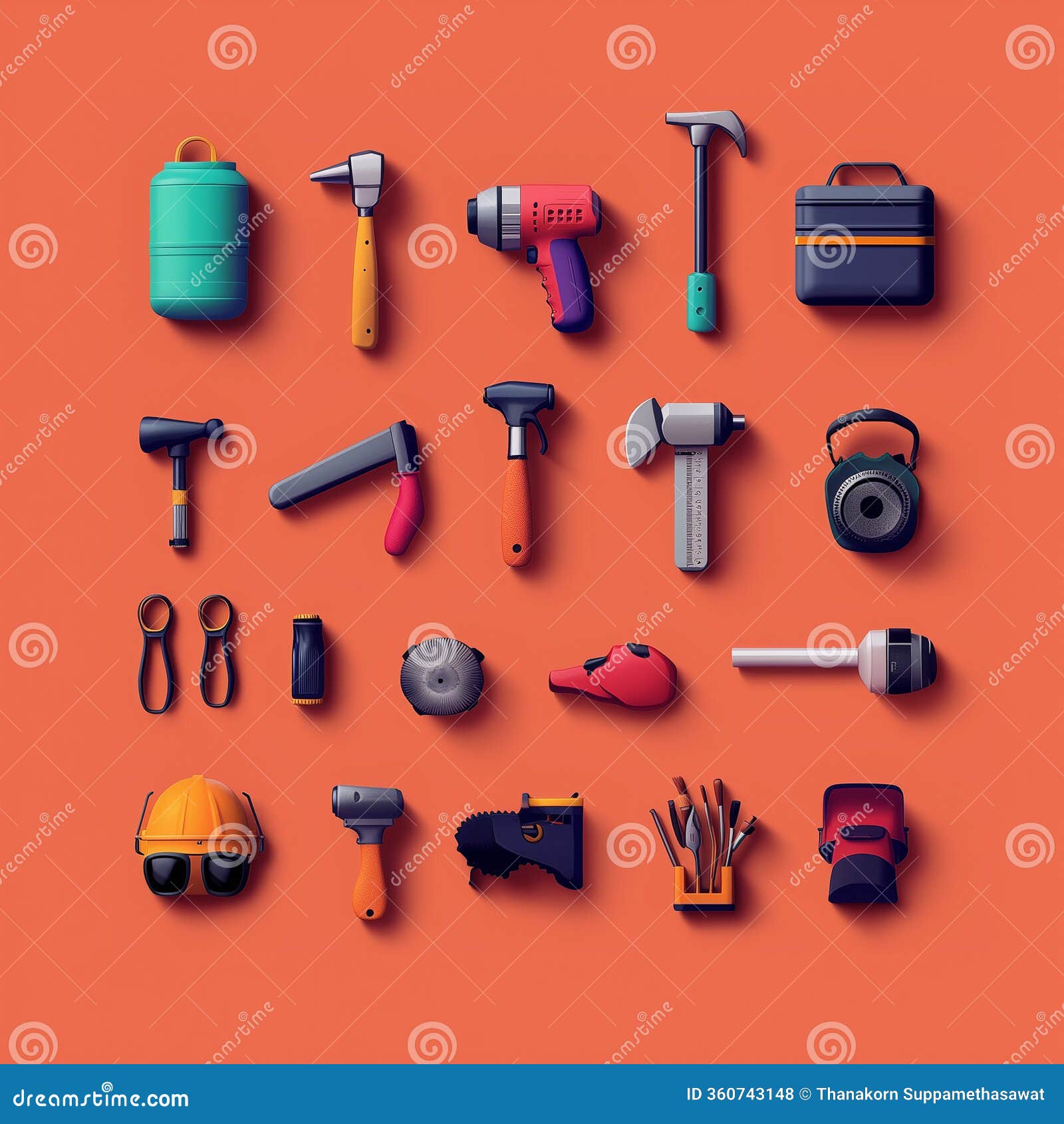 High Quality Cartoon Style Tool Illustrations Featuring Various Tools ...