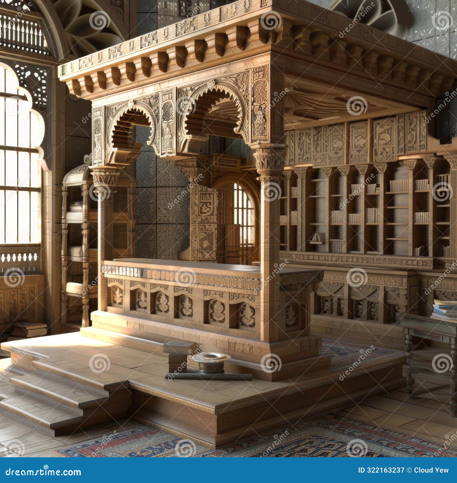 High-quality 3D Model of an Islamic Scriptorium Stock Illustration ...