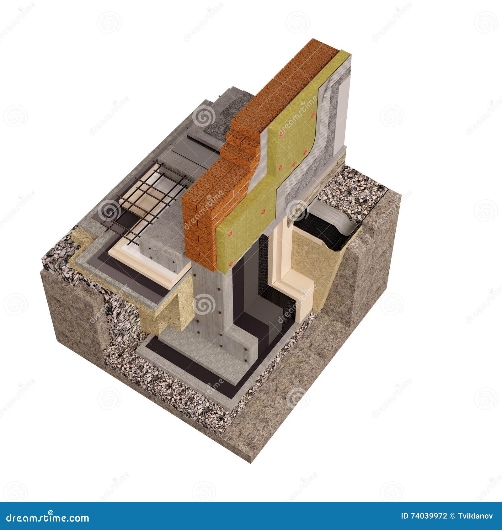 High Quality 3d Render Computer Image of Foundations and Walls with ...