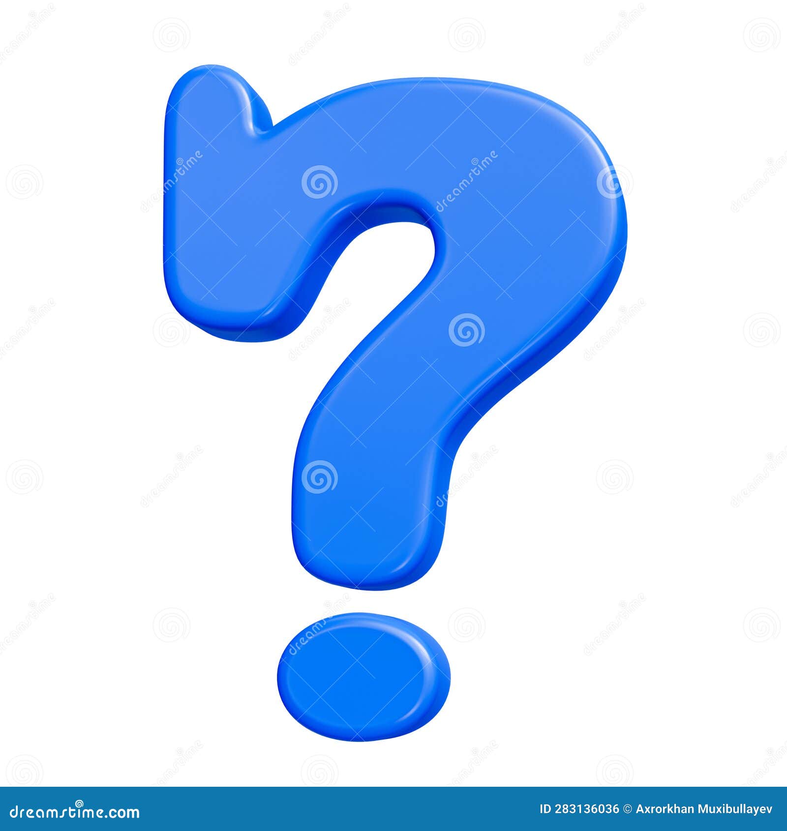 3d Render, Blue Question Mark Symbol on White Background Stock ...