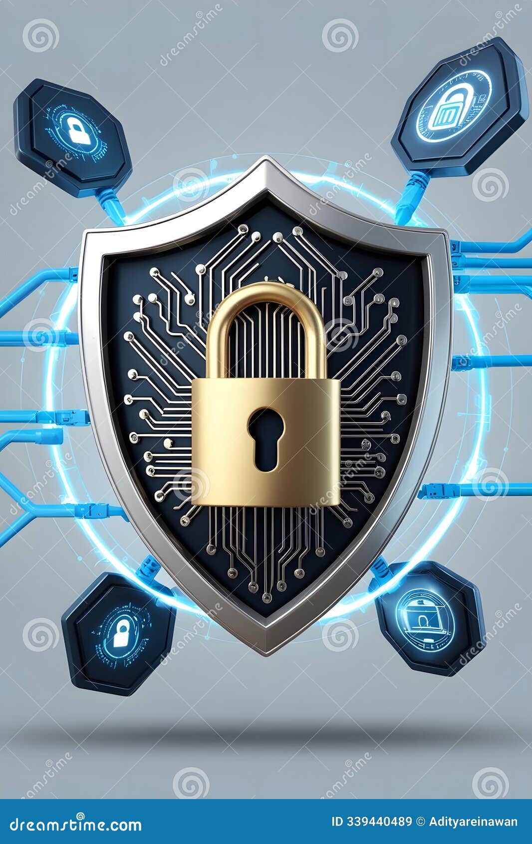 3D Rendering of an Internet Security Badge with Circuitry Design and ...