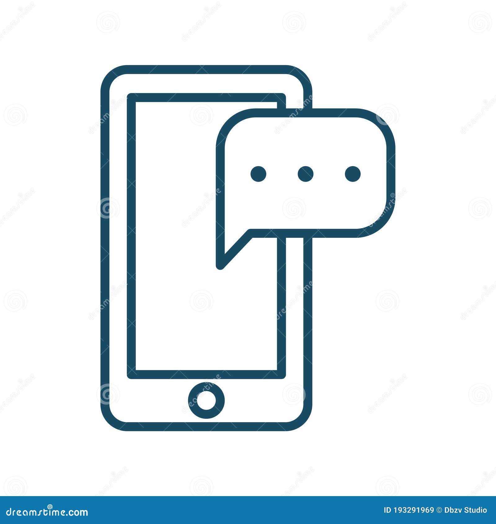 High Quality Dark Blue Outlined Text Message on Cellphone Screen Icon ...