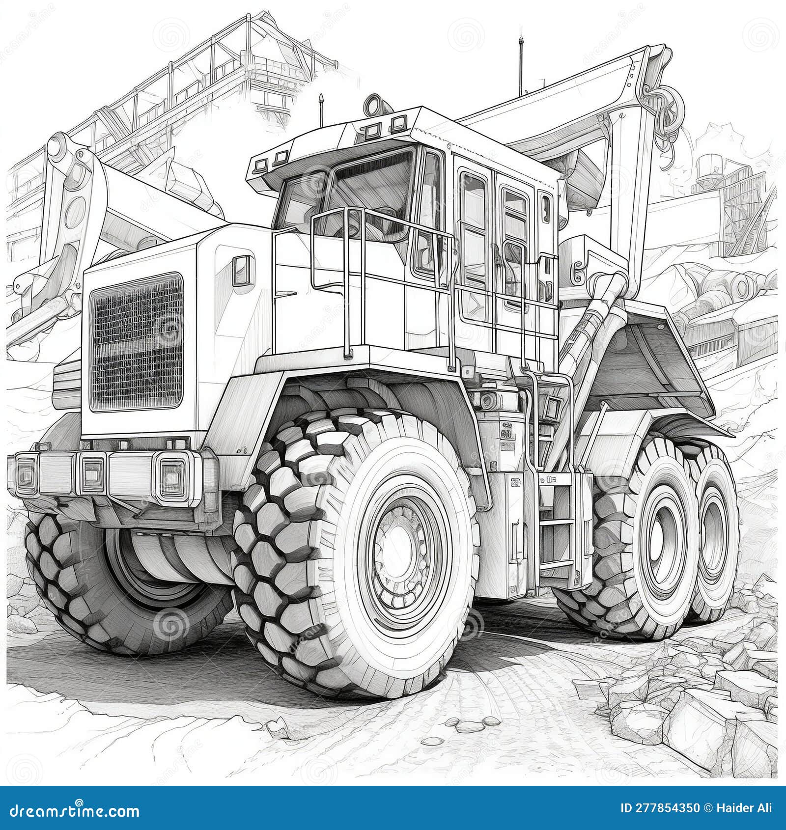 High-Quality Front Loader Coloring Pages. Generative AI Stock Photo ...